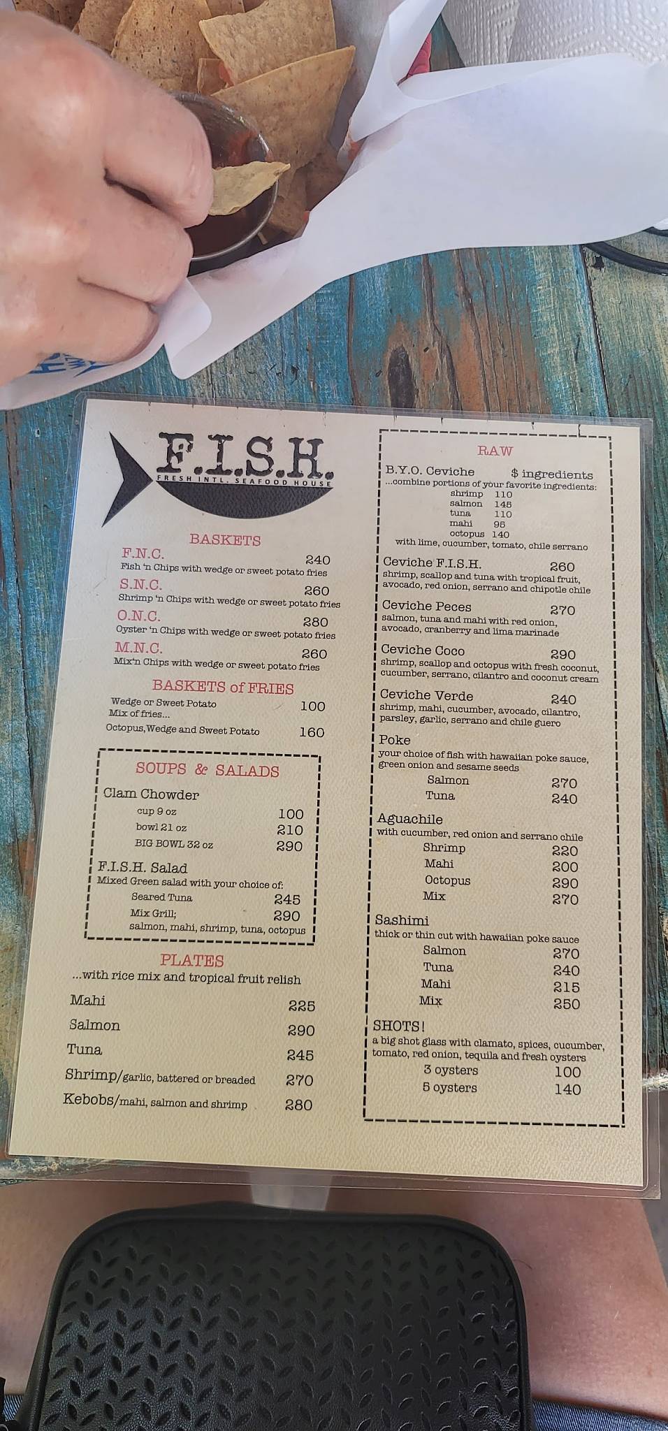 Menu at F.I.S.H. Fresh Intl. Seafood House restaurant, Mazatlán, Av ...