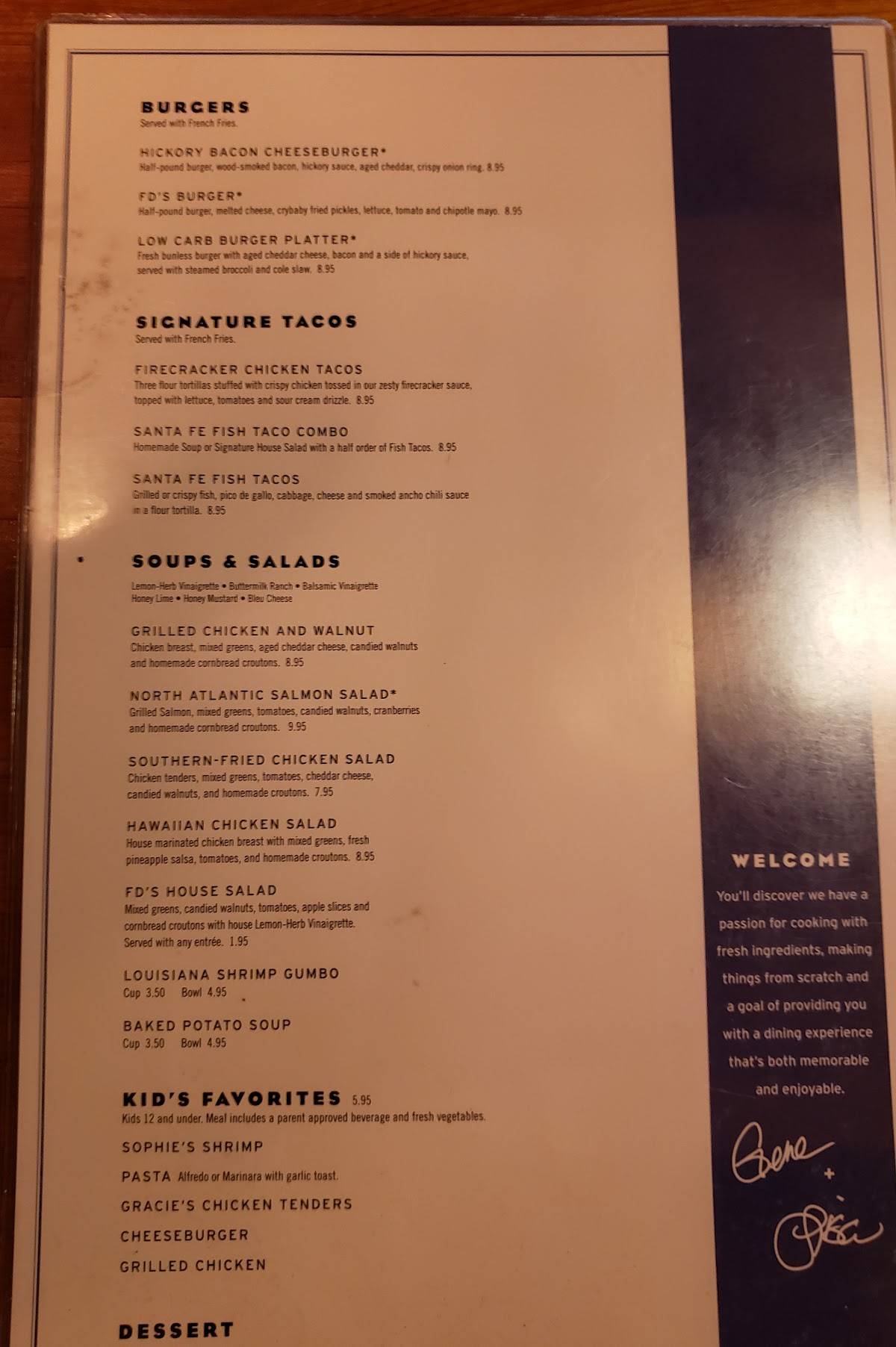 Menu at FD's Grillhouse pub & bar, Springfield