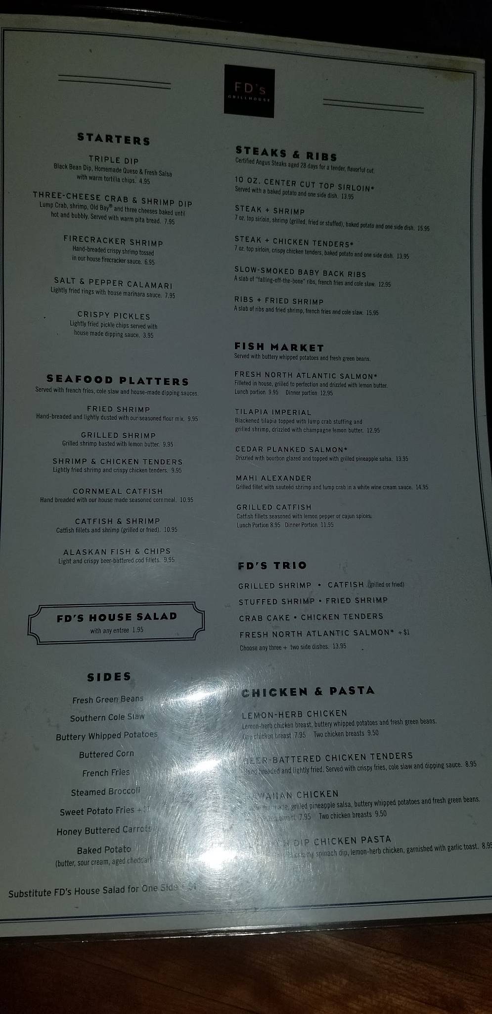 Menu at FD's Grillhouse pub & bar, Springfield