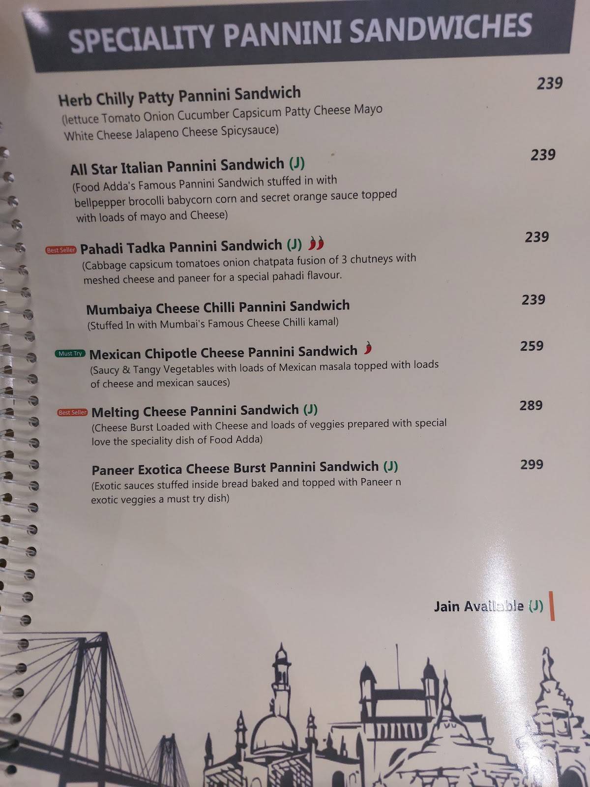 Menu at FOOD ADDA (Amin Marg), Rajkot, Kotecha Nagar Main Rd