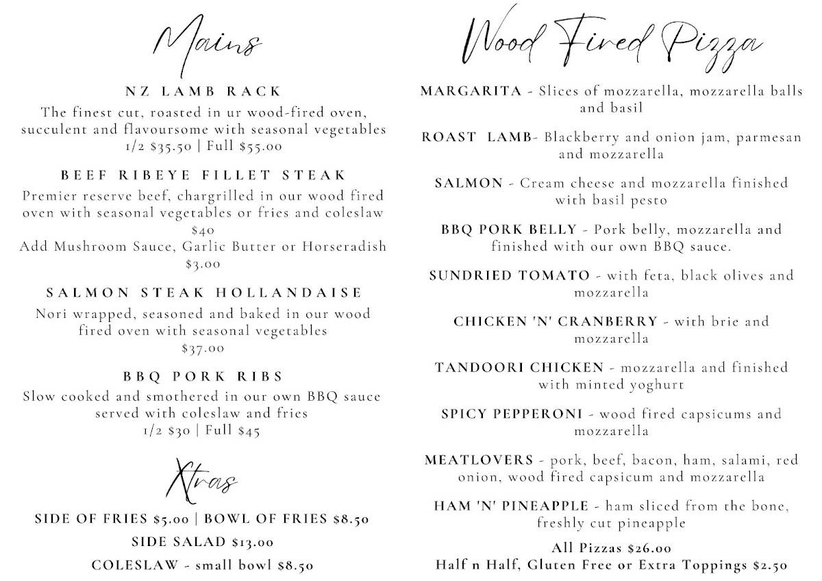 Menu at Carnegies Restaurant and Bar, Fairlie