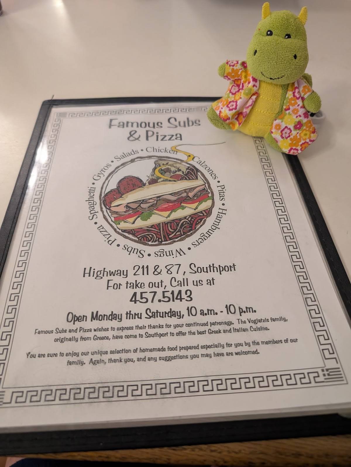 Menu at Famous Subs and Pizza pizzeria, Southport