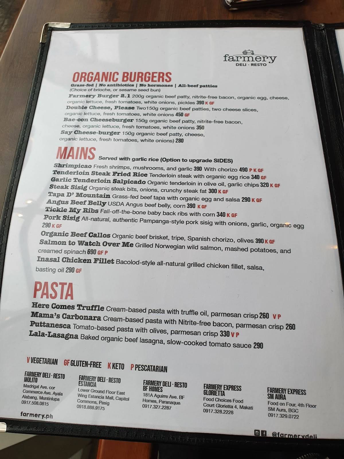 Menu at Farmery Deli-Resto Molito restaurant, Muntinlupa