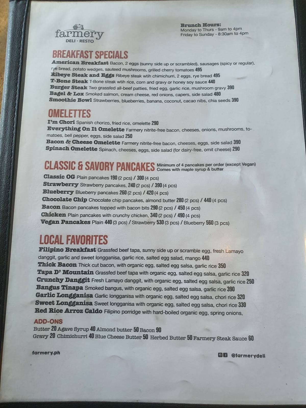 Menu at Farmery Deli-Resto Molito restaurant, Muntinlupa