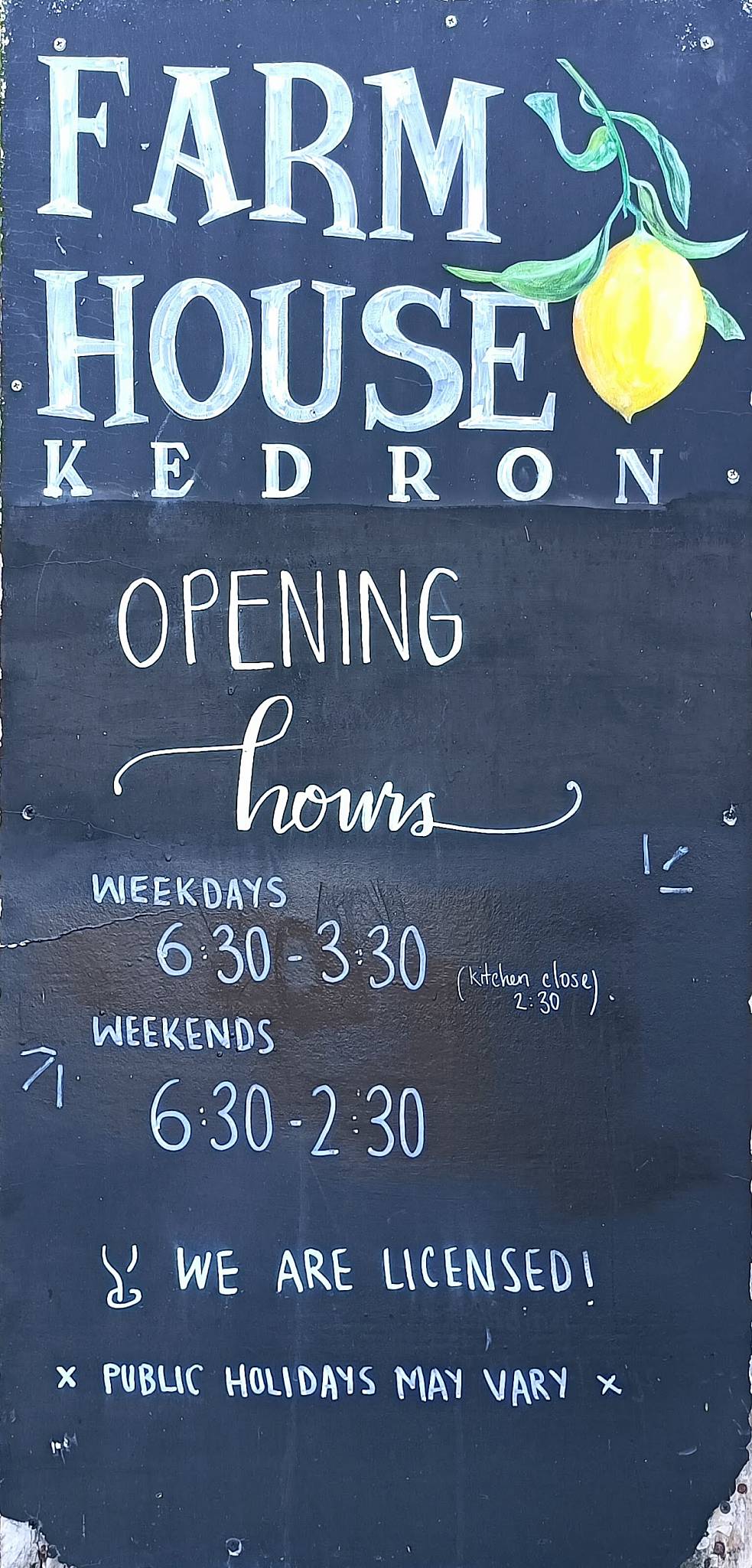 Menu at Farmhouse, Kedron Cafe, Kedron