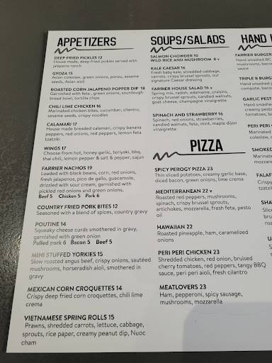 Menu at Farrier Pub, 100 Mile House