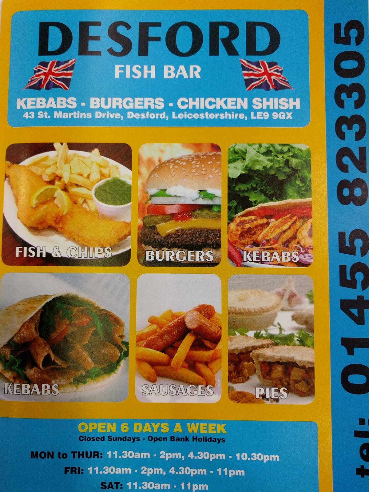 Menu at Desford Fish Bar, Botcheston