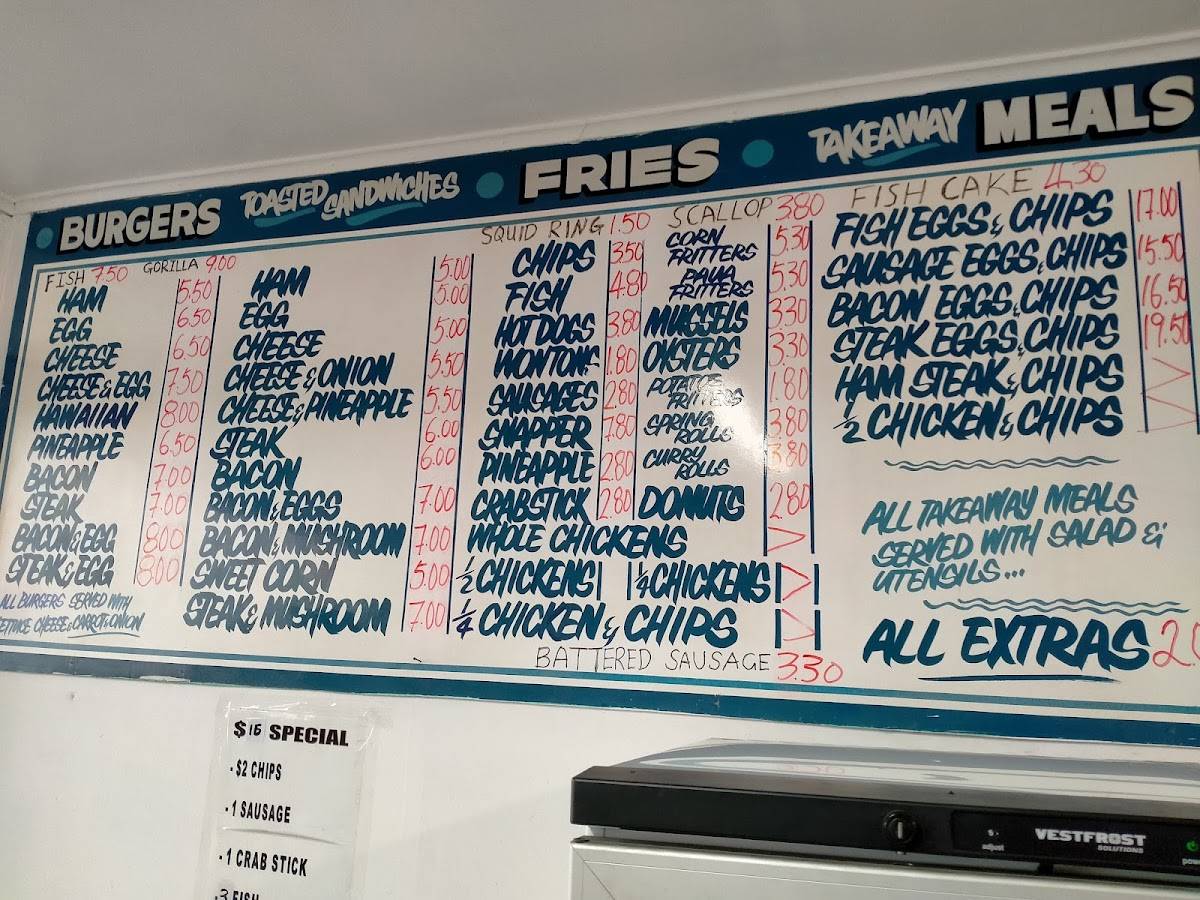 Menu at Hill Takeaways fast food, Pukekohe