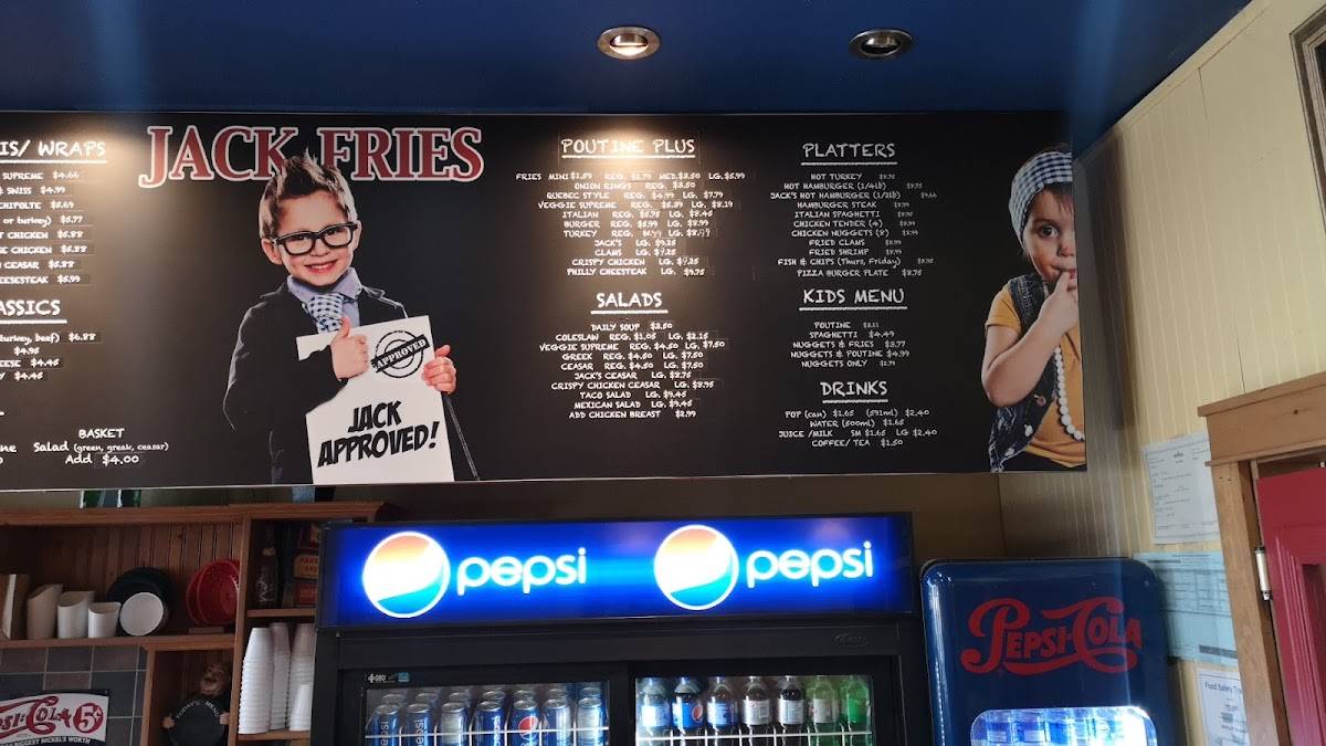 Menu at Jack Fries fast food, Grand Falls