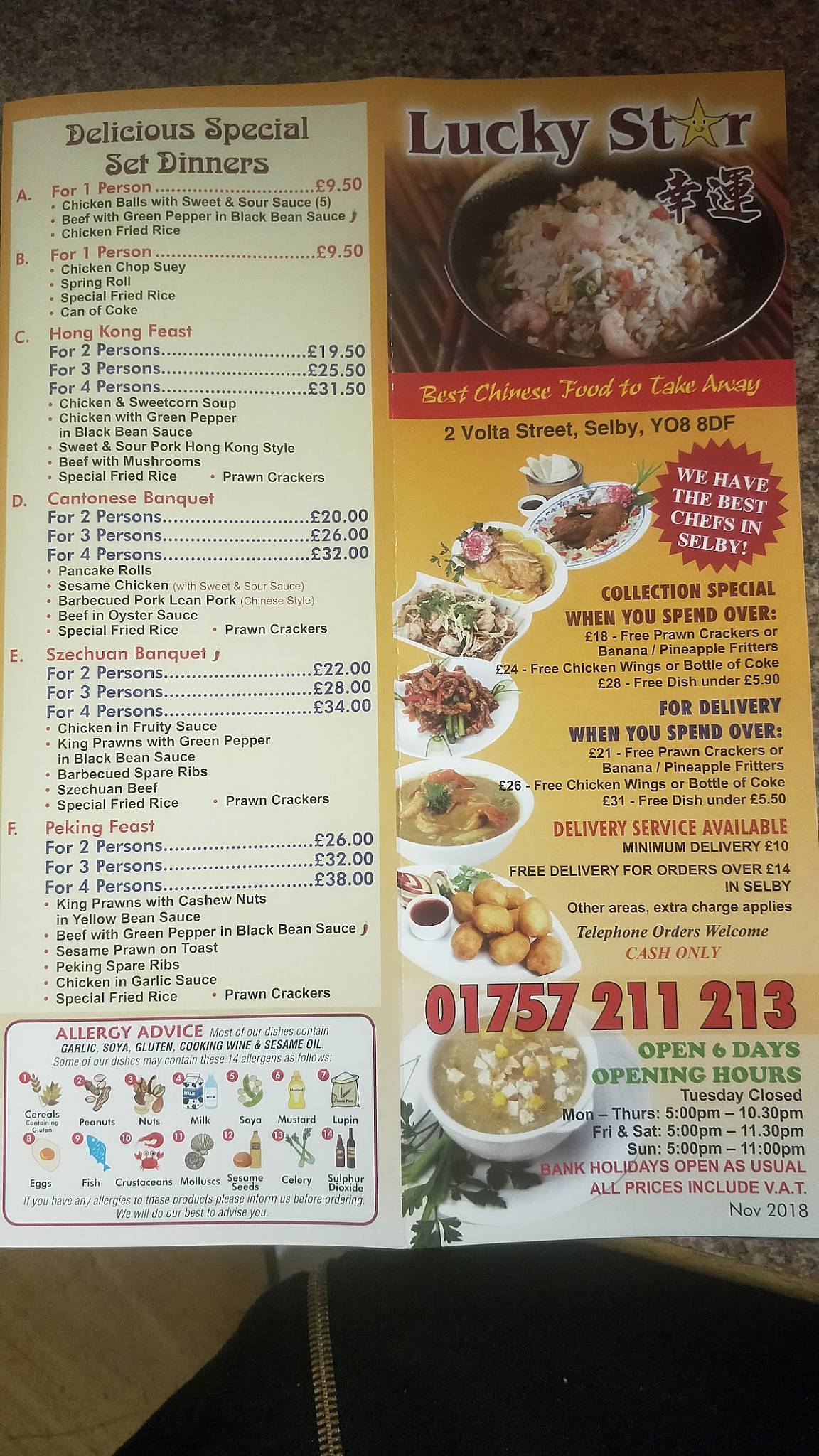 Menu at Lucky Star fast food, Selby