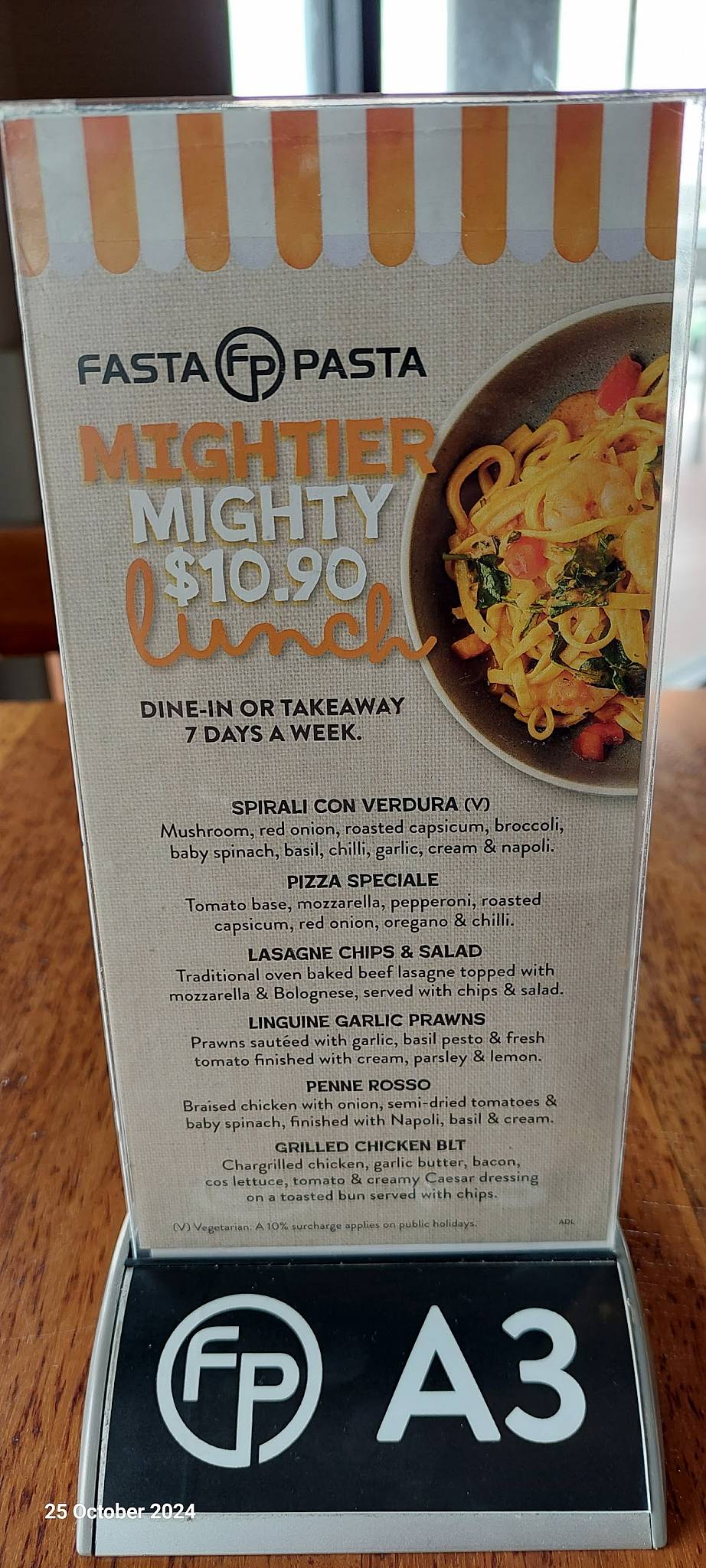 Menu at Fasta Pasta restaurant, Christies Beach