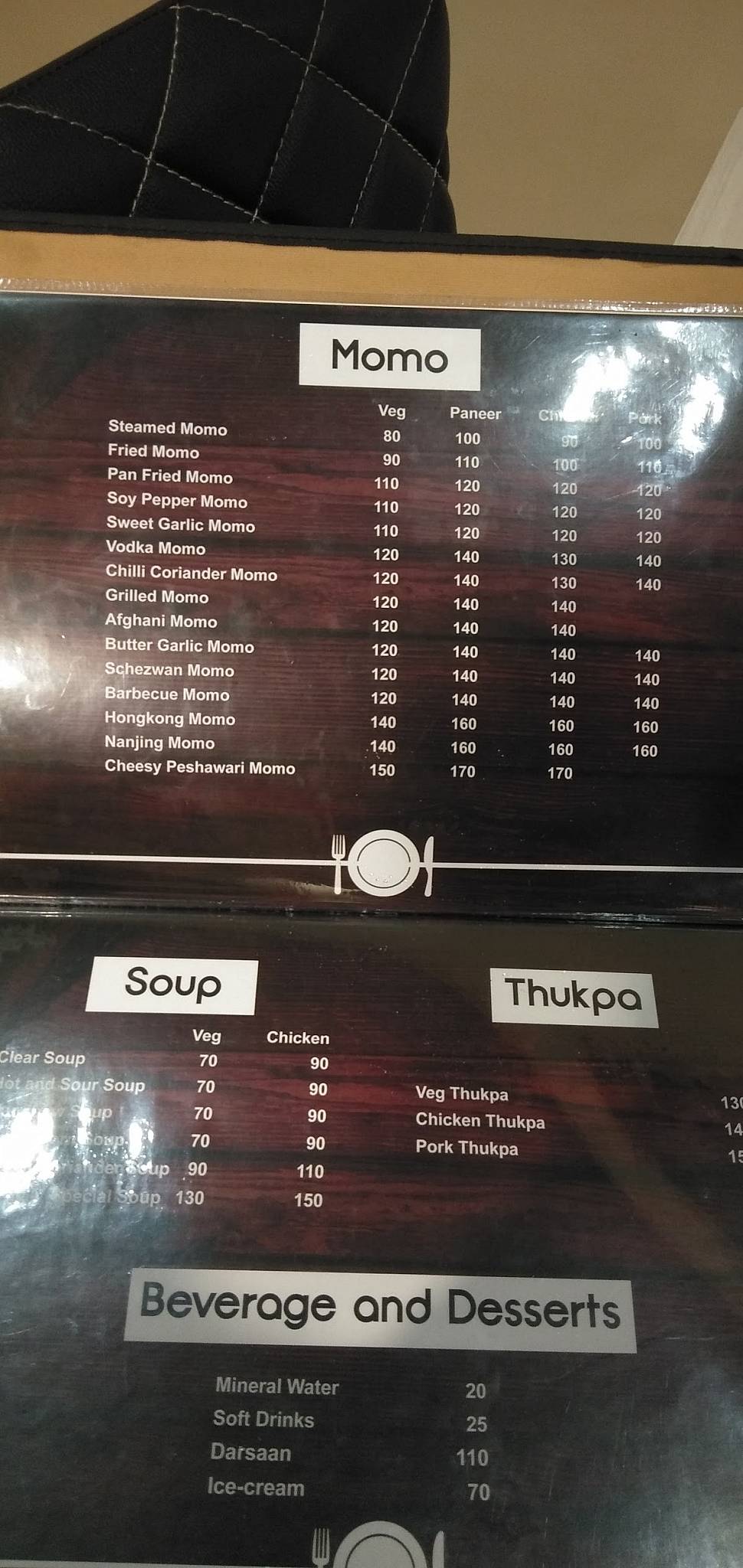 Menu at Fat Belly, Jorhat