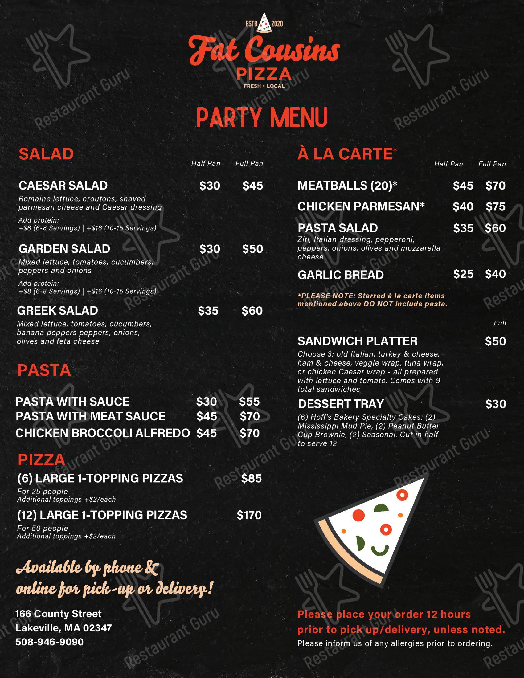 Menu at Fat Cousins - Lakeville pizzeria, Lakeville
