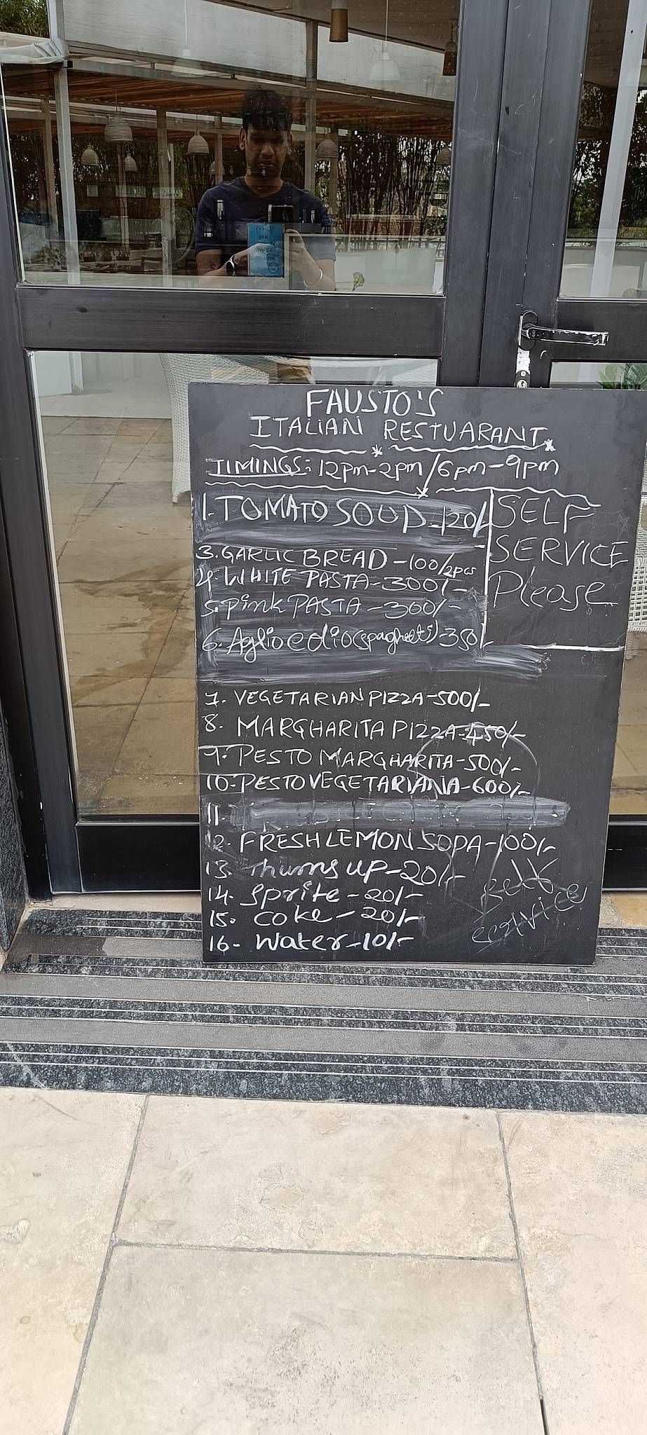 Menu at Fausto's Italian Restaurant, India