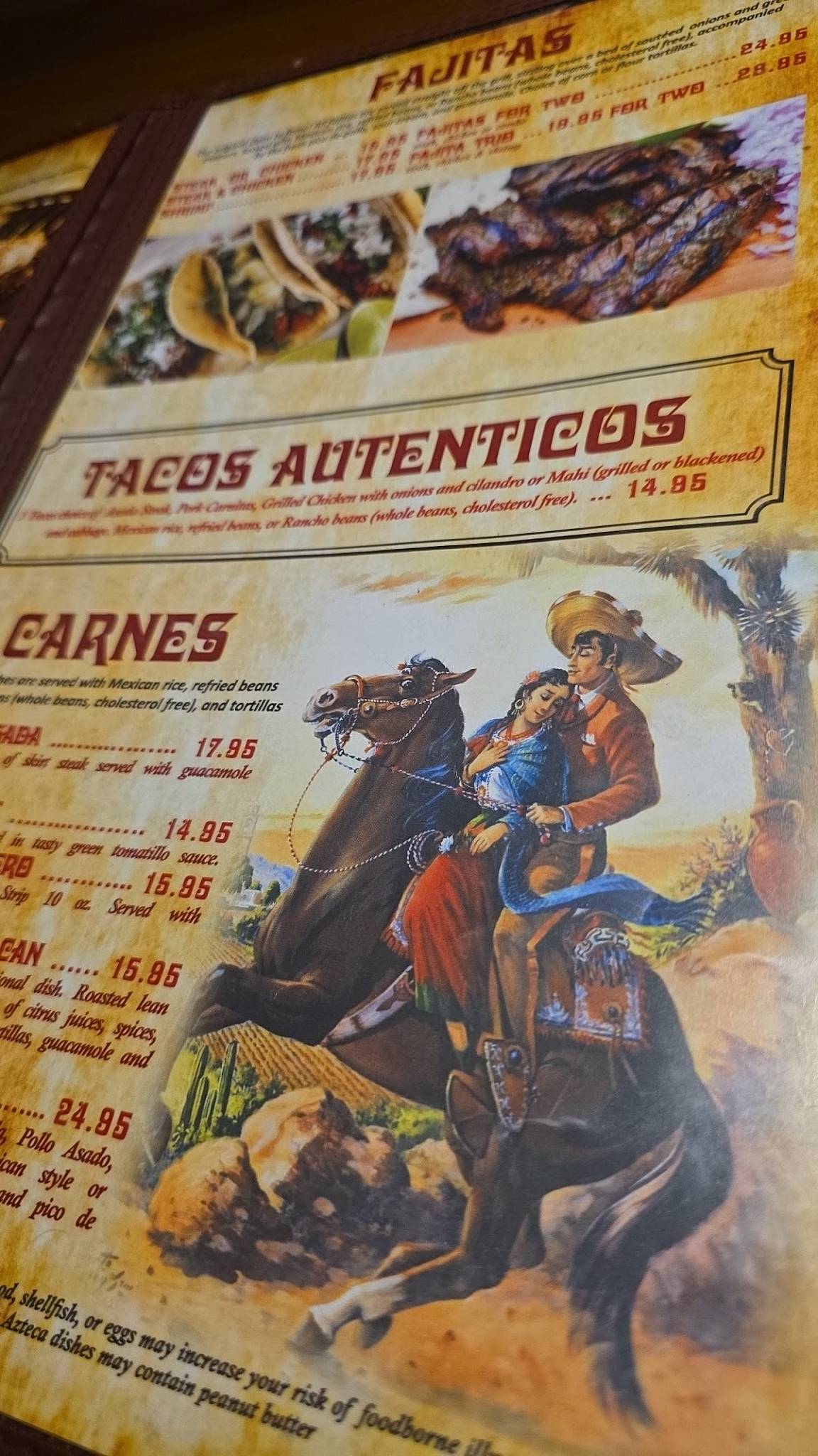 Menu at Fiesta Azteca Mexican Restaurant, Melbourne, 850 N Wickham Rd