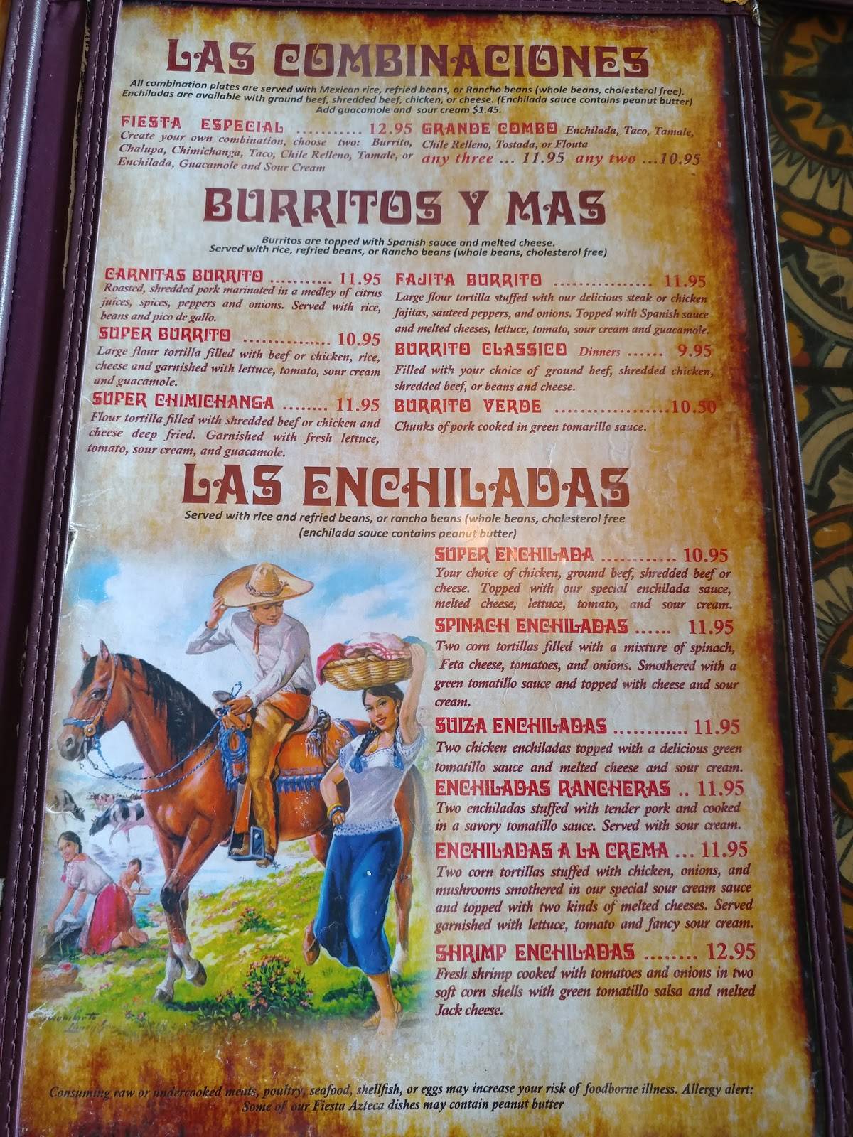 Menu at Fiesta Azteca of Suntree restaurant, Melbourne, 6765 N Wickham ...