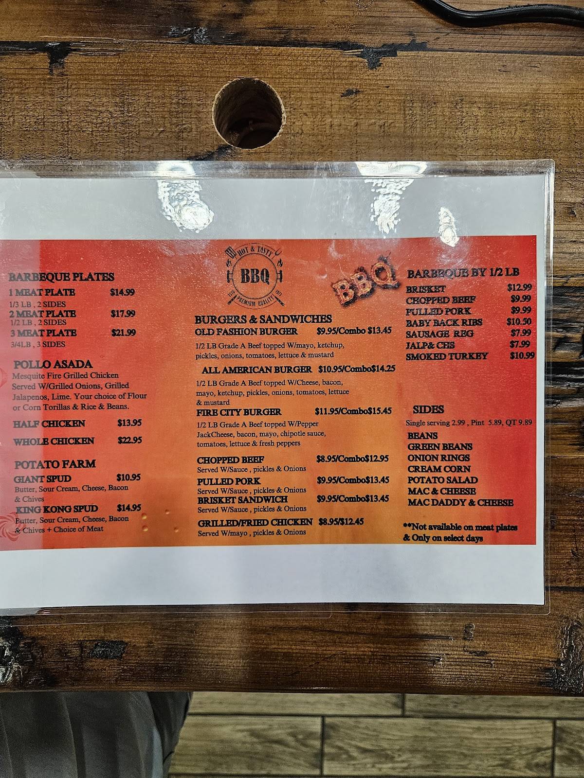 Menu at Fire City Grill BBQ, San Antonio