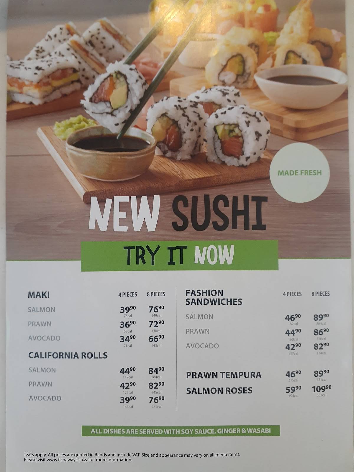 Speisekarte von Fishaways restaurant, Hartbeespoort, Shop 13