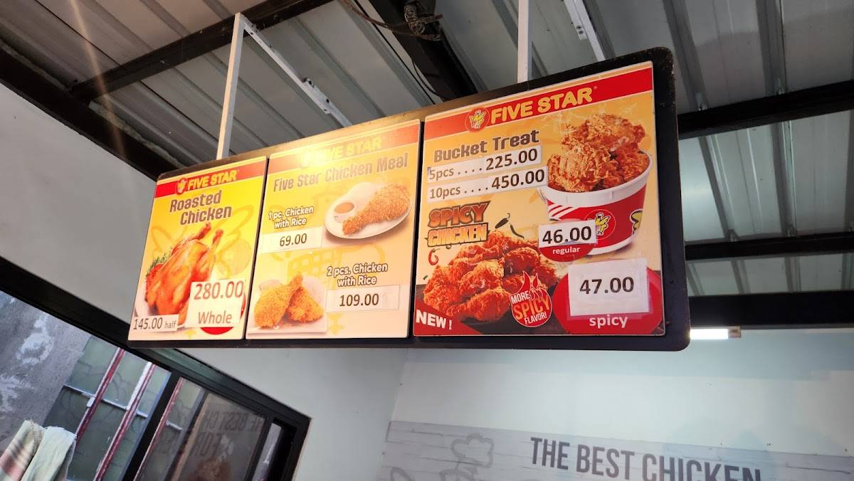 Menu at Five Star Chicken - Turbina, Calamba
