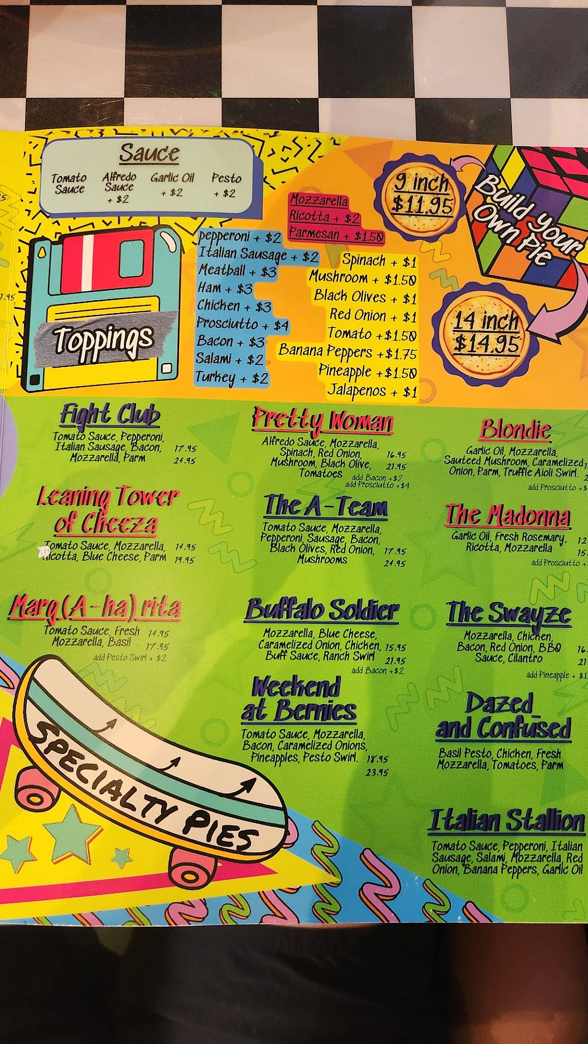 Menu at Flashback Pizza and Milkshakes pub & bar, Rogers