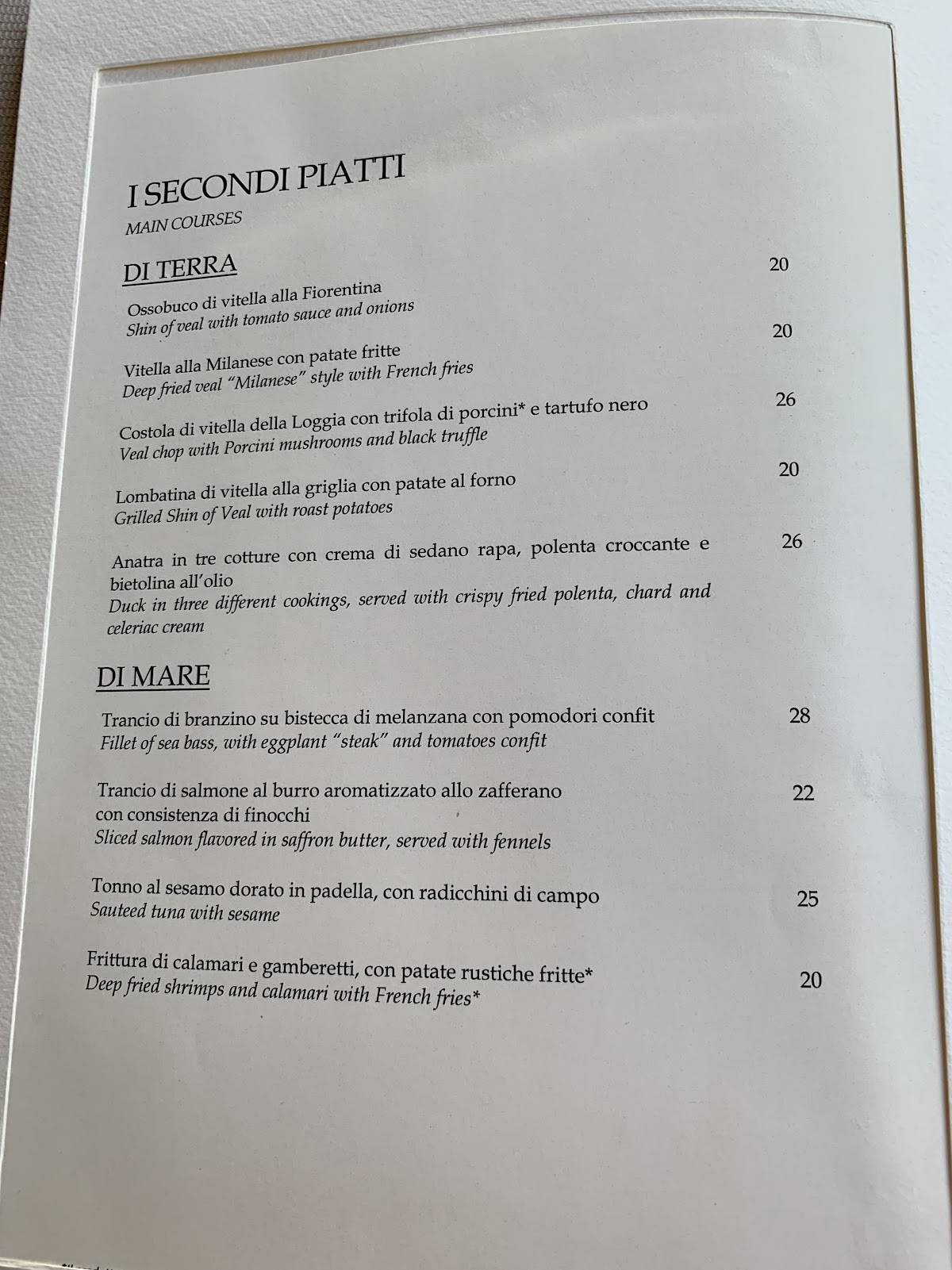 Menu da Caffè & Ristorante La Loggia, Firenze, Piazzale Michelangelo