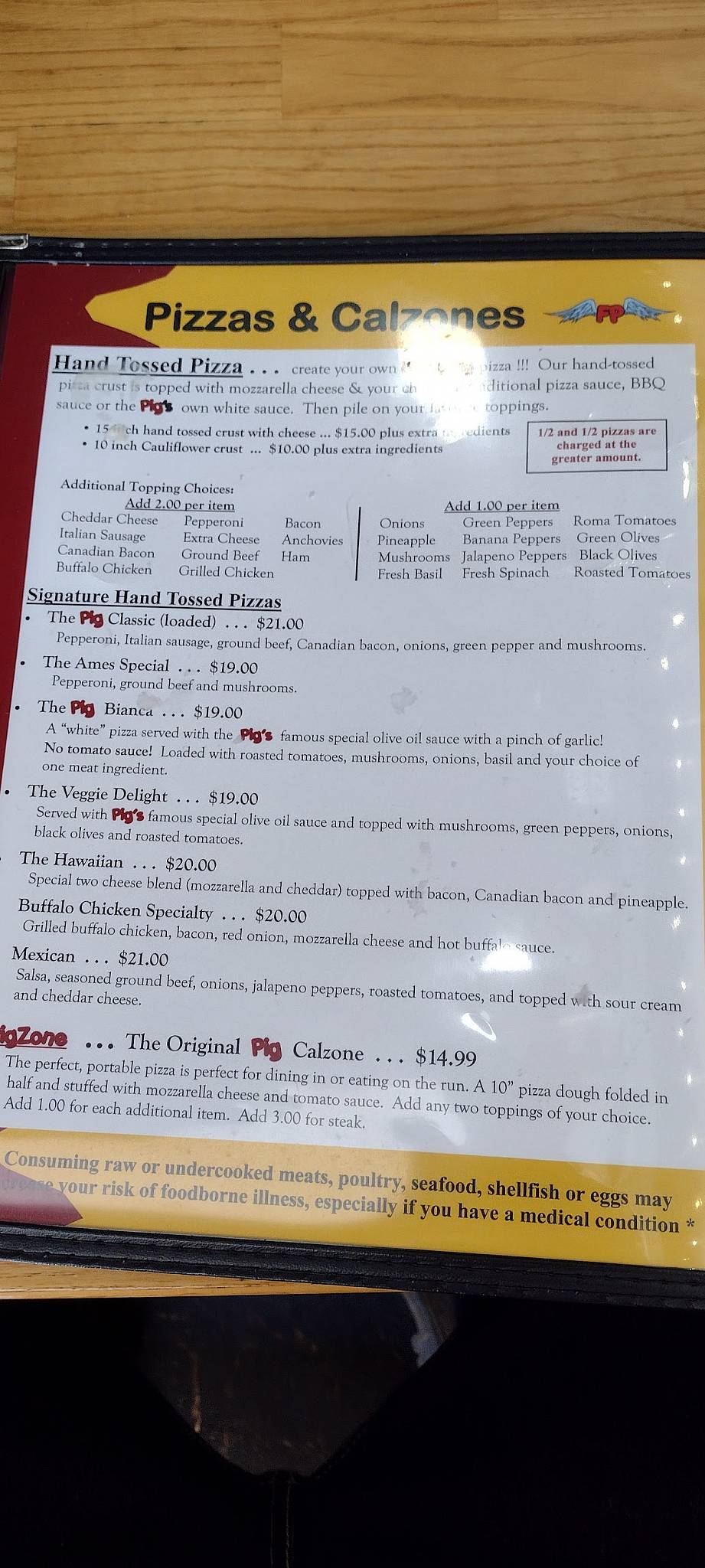 Menu at Flying Pig Food & Spirits pub & bar, Asheboro