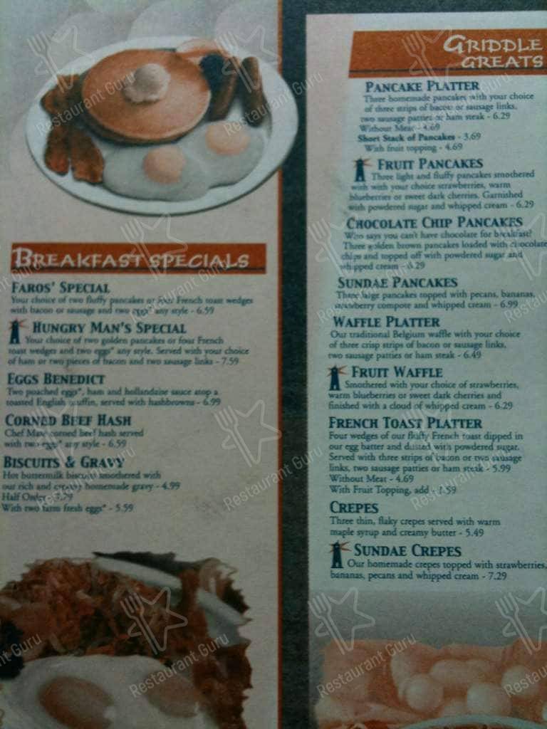 Menu at Faros Restaurant & Cocktails, Fond du Lac