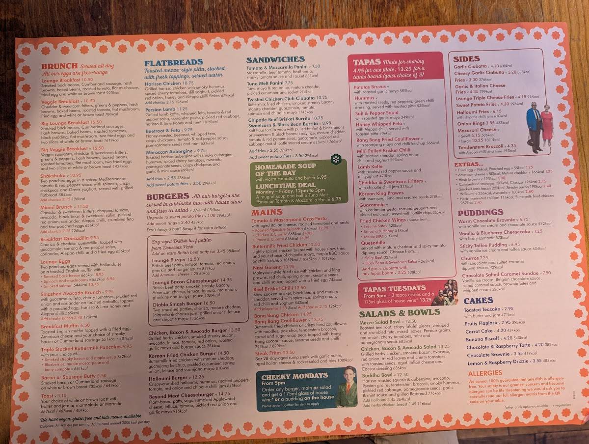 Menu at Fondo Lounge restaurant, Street