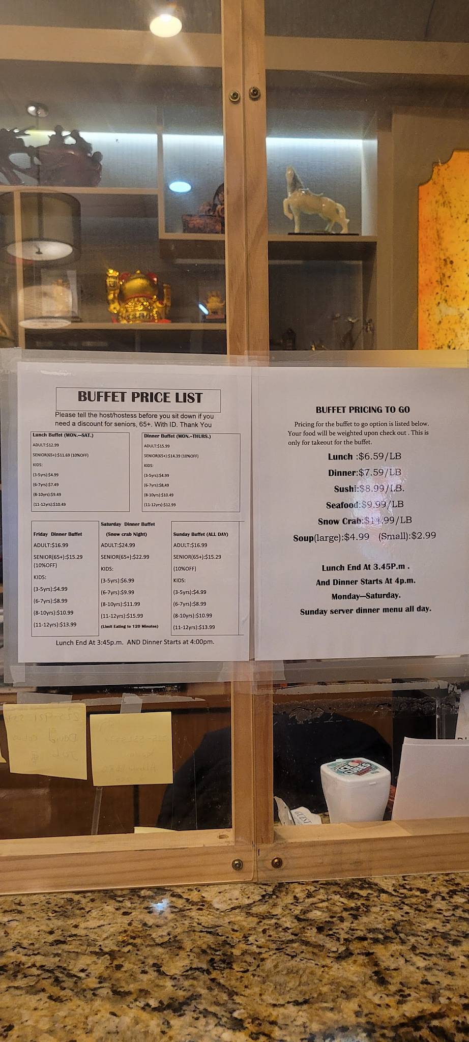 Carta del restaurante Foo Chow Asian buffet, Walker
