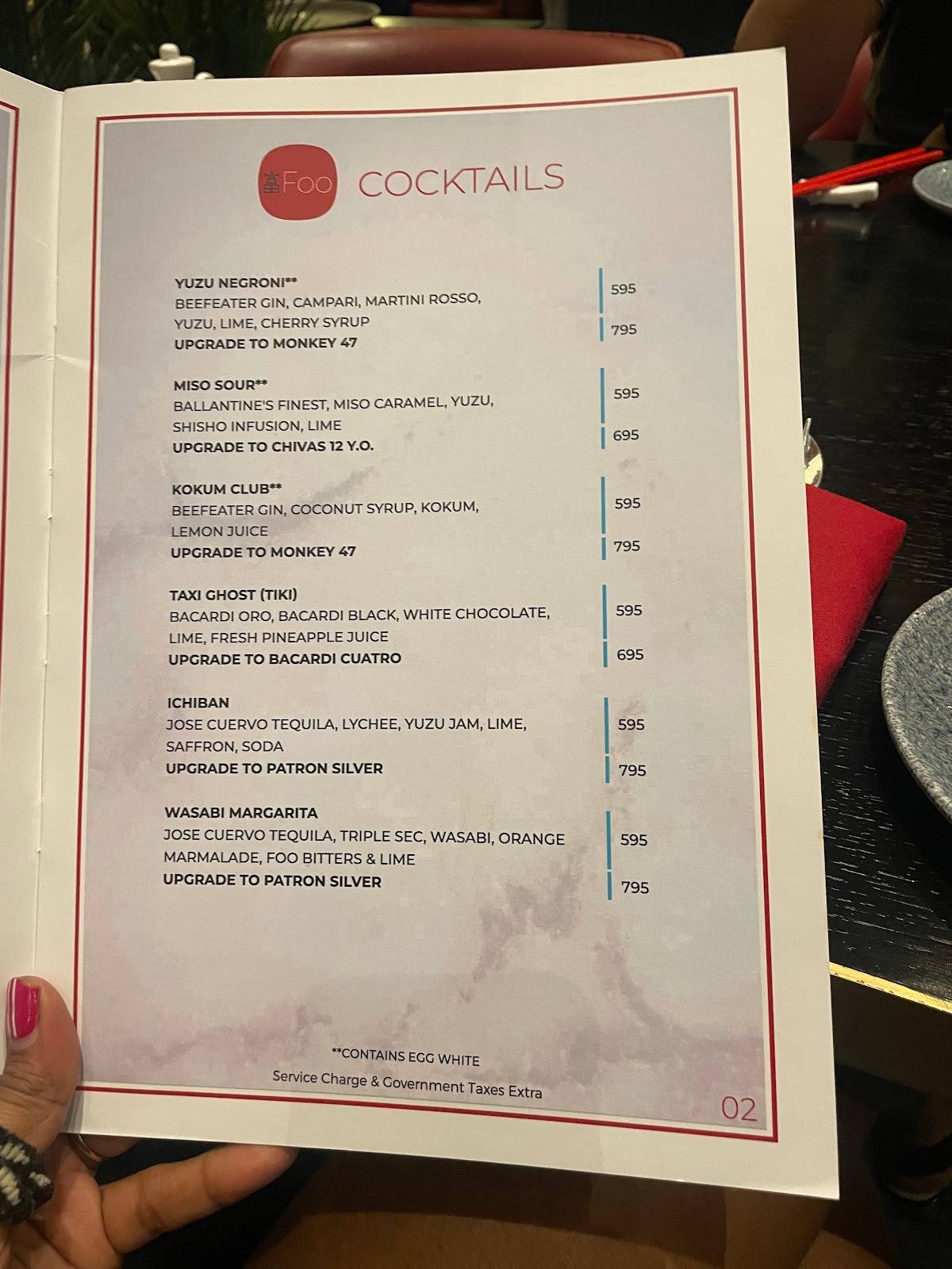 Menu at Foo NESCO, Mumbai