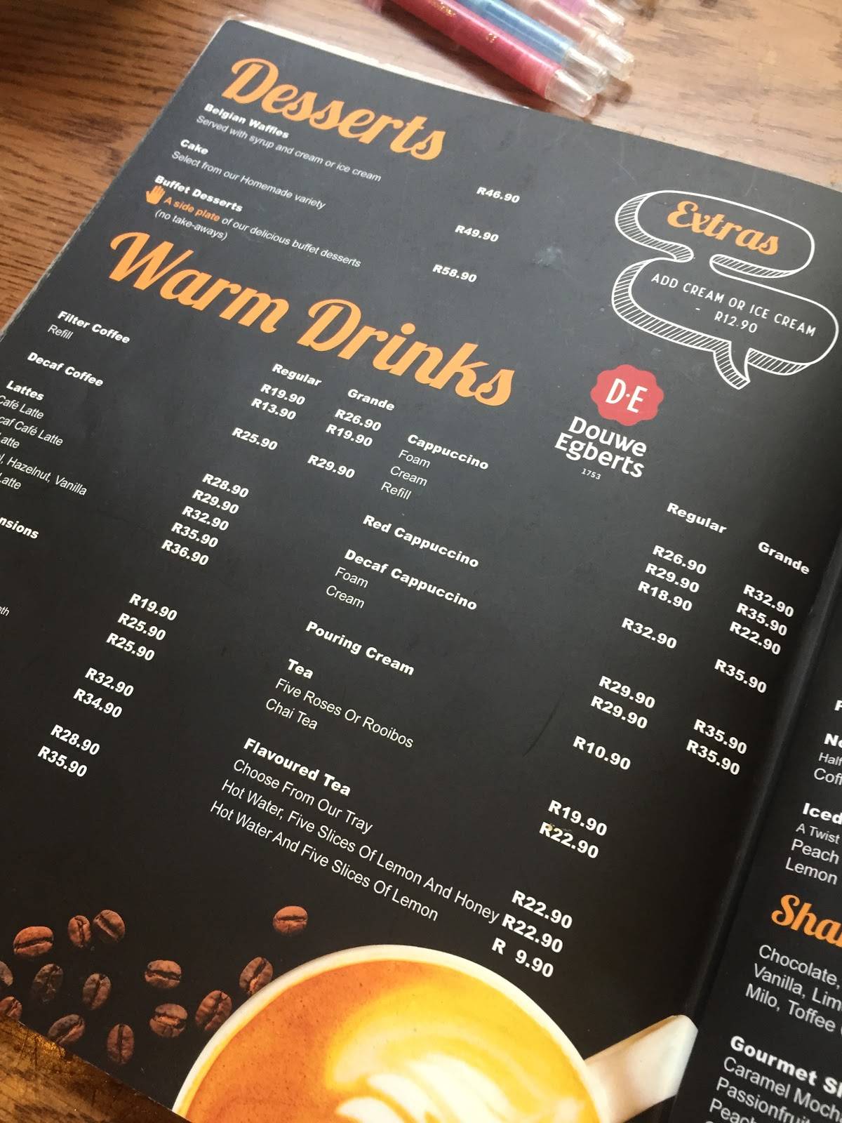 Menu at Foodchain restaurant, Pretoria, Menlyn Park