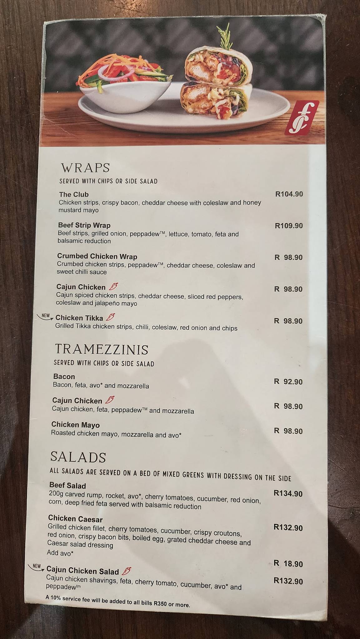 Menu at Foodchain restaurant, Pretoria, Menlyn Park