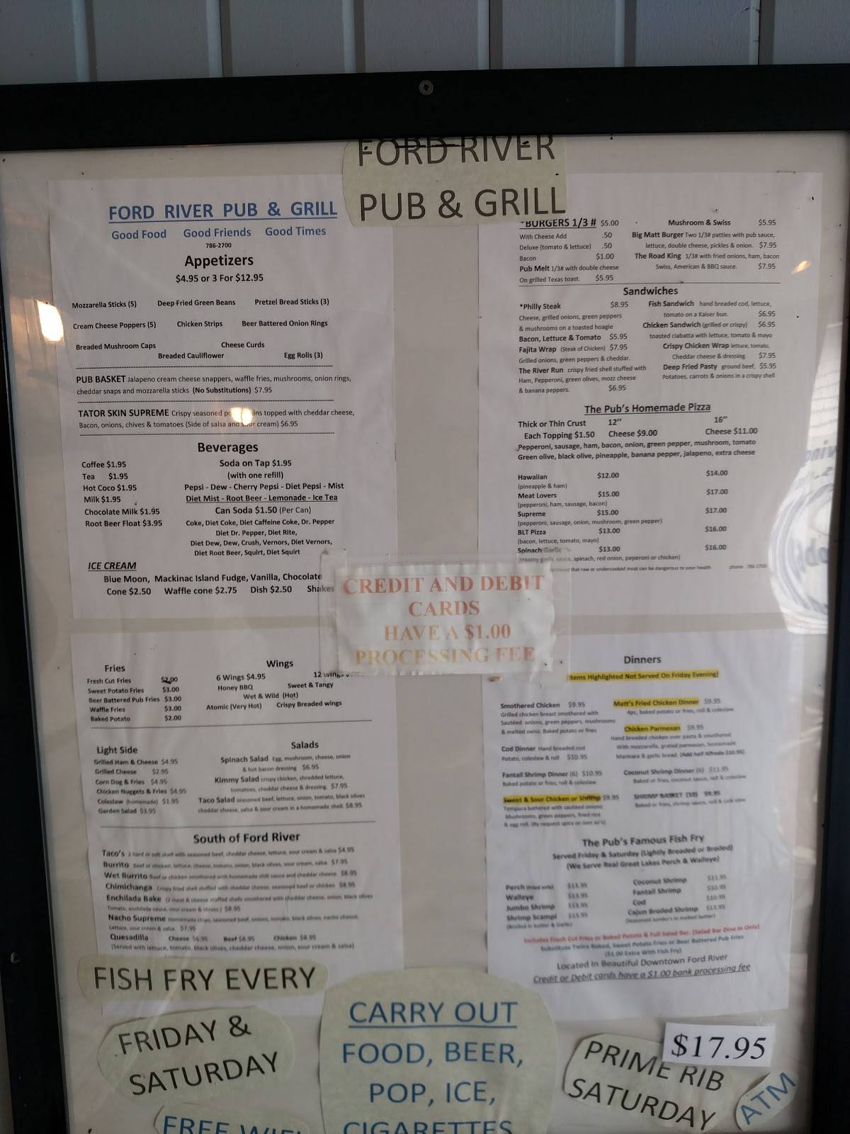 Menu at Ford River Pub & Grill, Escanaba