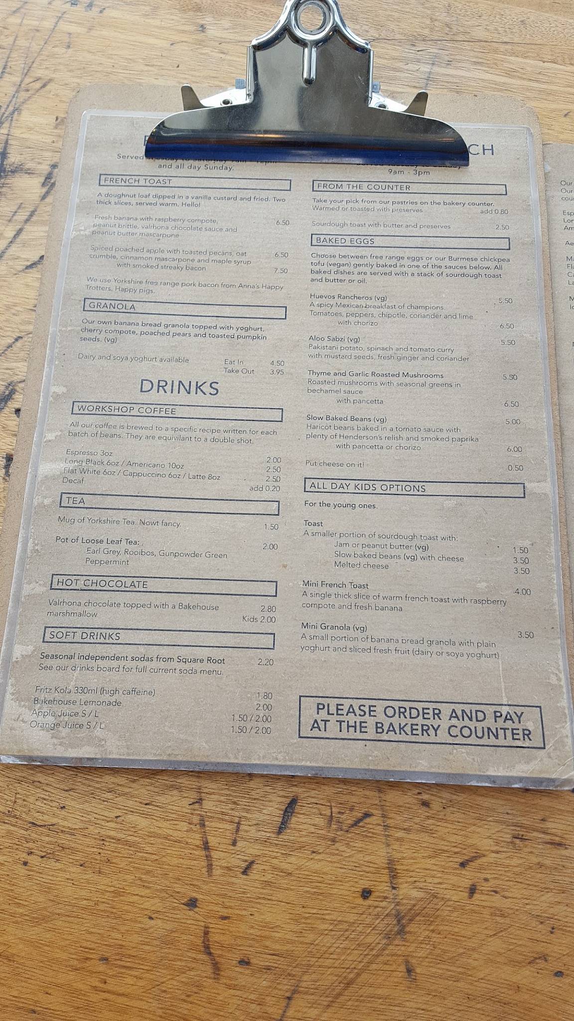 Menu at Forge Bakehouse cafe, Sheffield, 302 Abbeydale Rd
