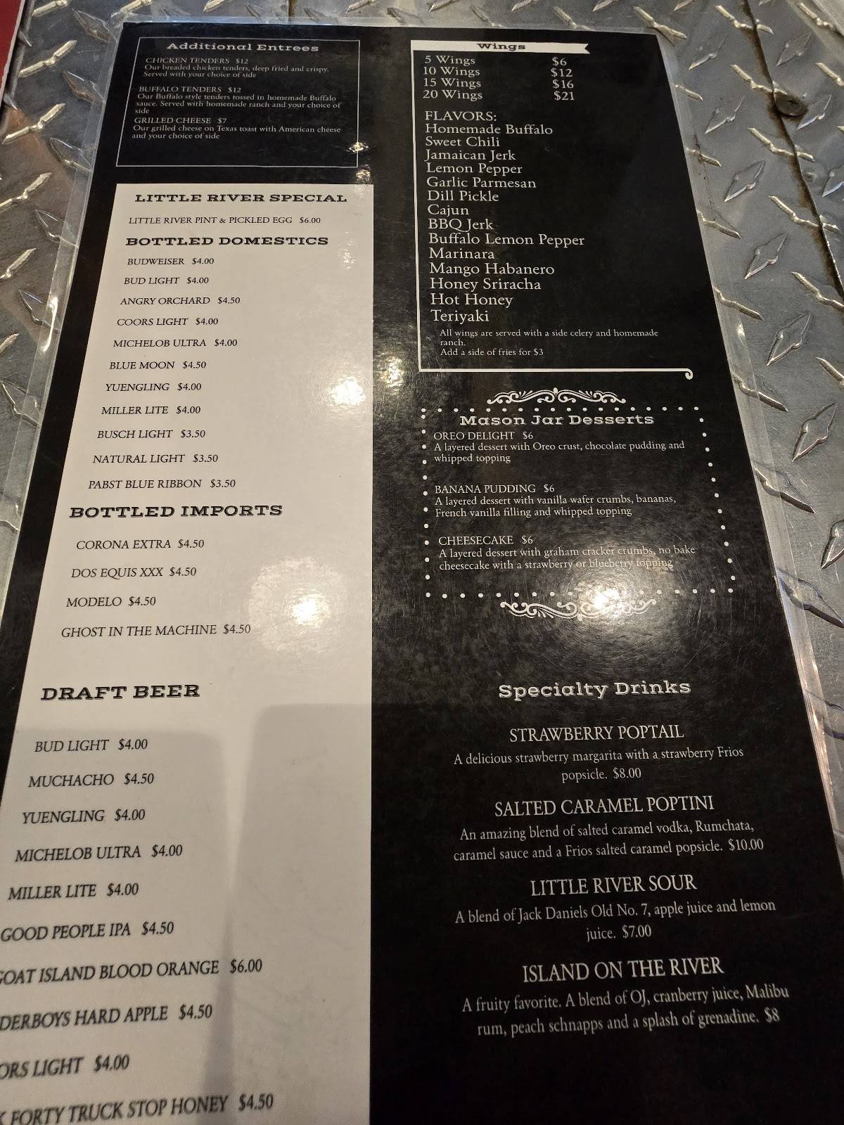 Menu at Little River Burgers & Brews restaurant, Fort Payne