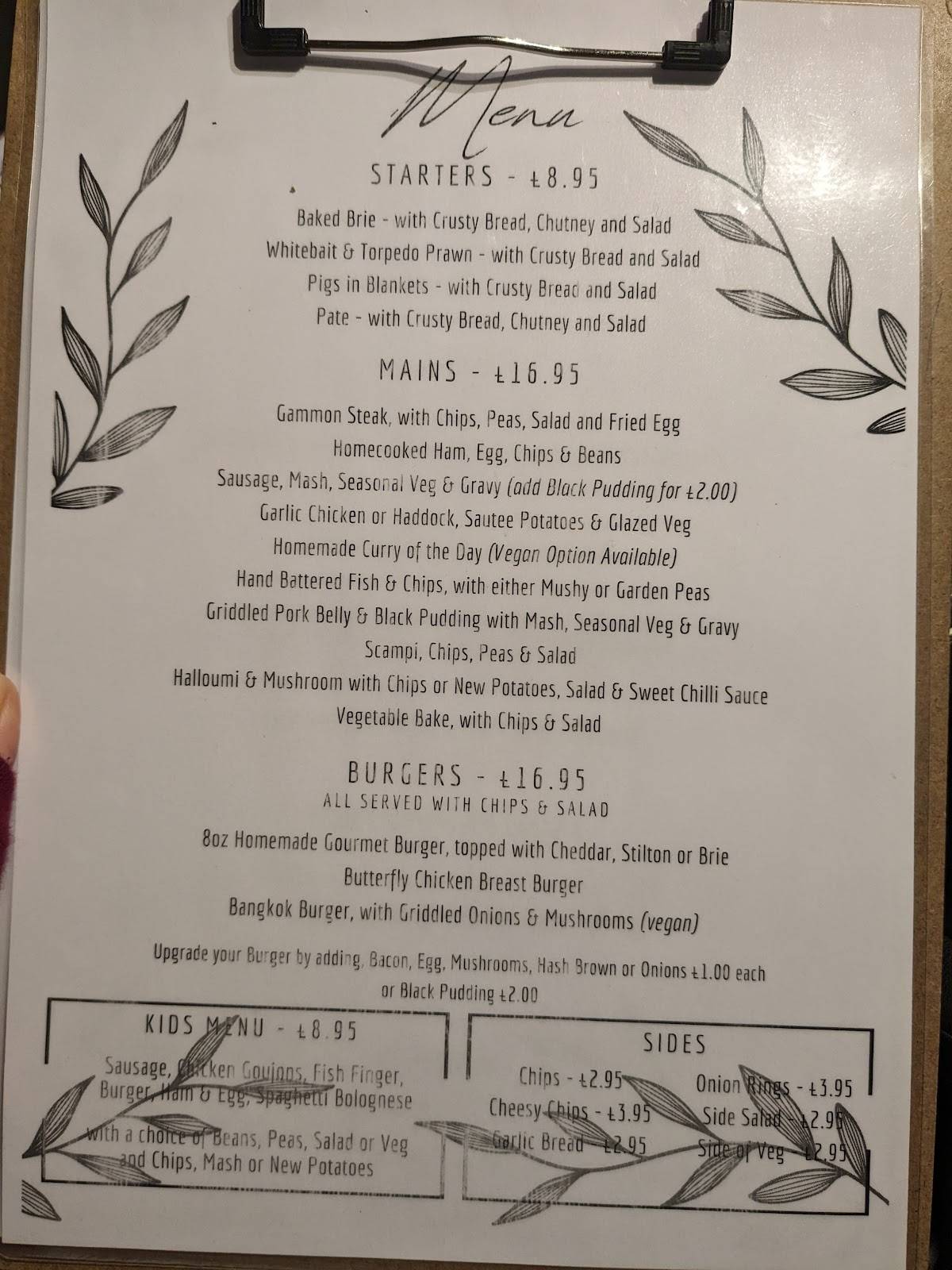 Menu at Fox & Goose pub & bar, Greywell, The St