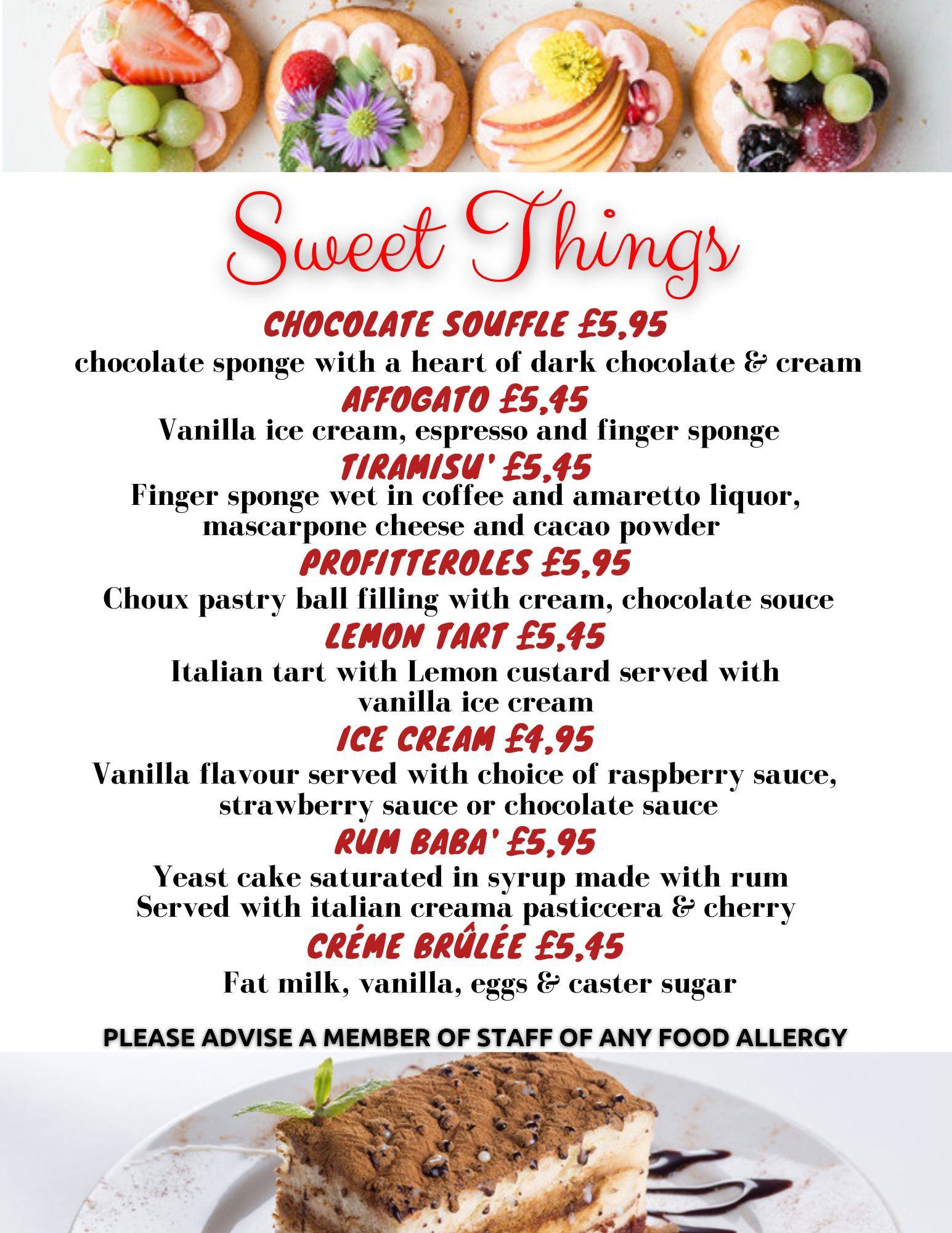 Menu at IL Vecchio Ristorante restaurant, Bridgend