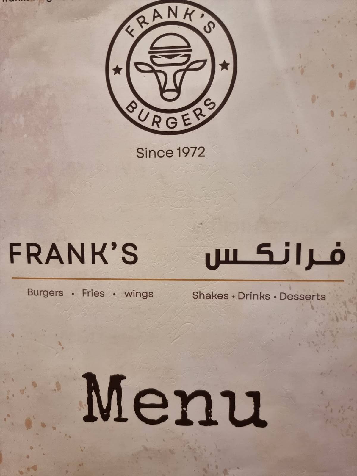Menu au Frank's burgers Hay Salam restaurant, Agadir