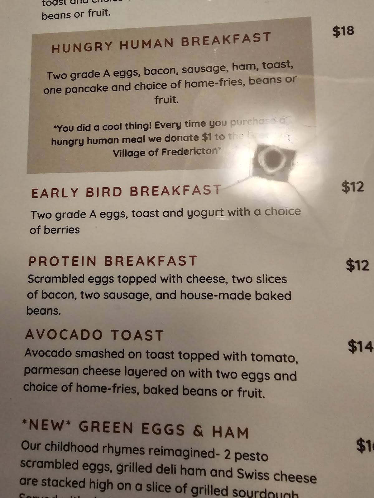 Menu au Coffee Mill Restaurant, Fredericton, Smythe St