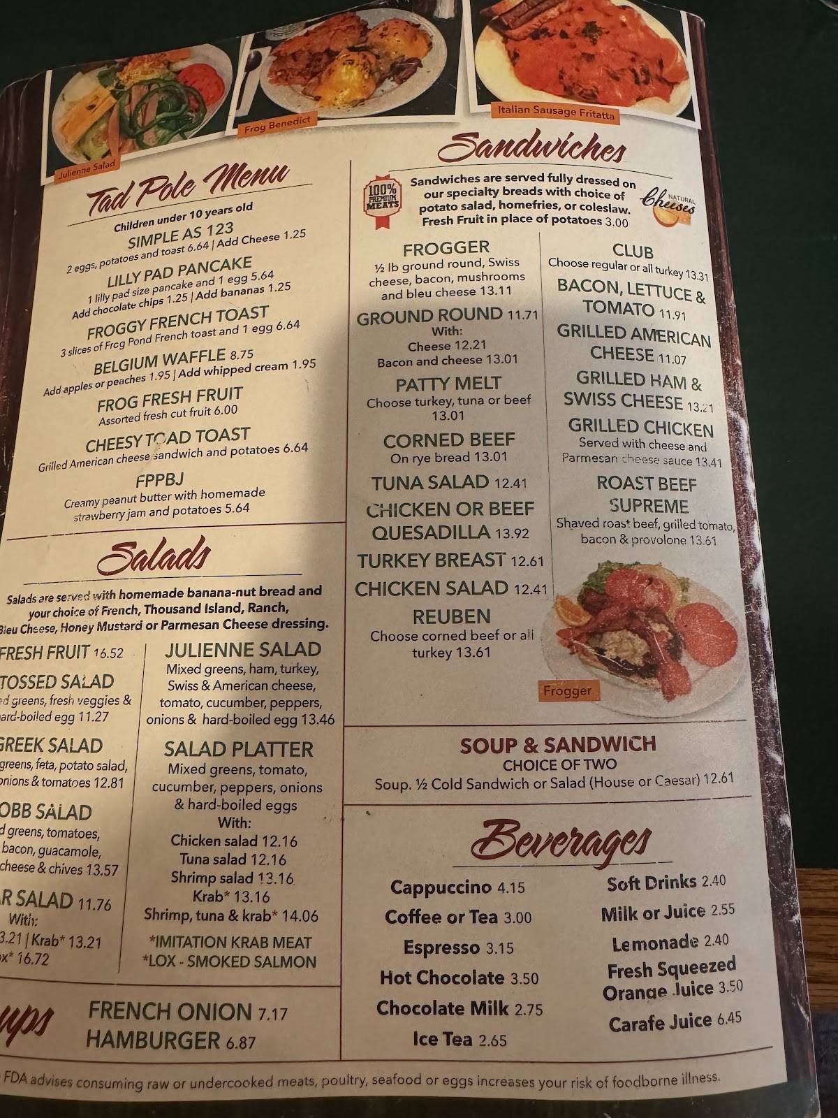 Menu at Frog Pond restaurant, Saint Pete Beach