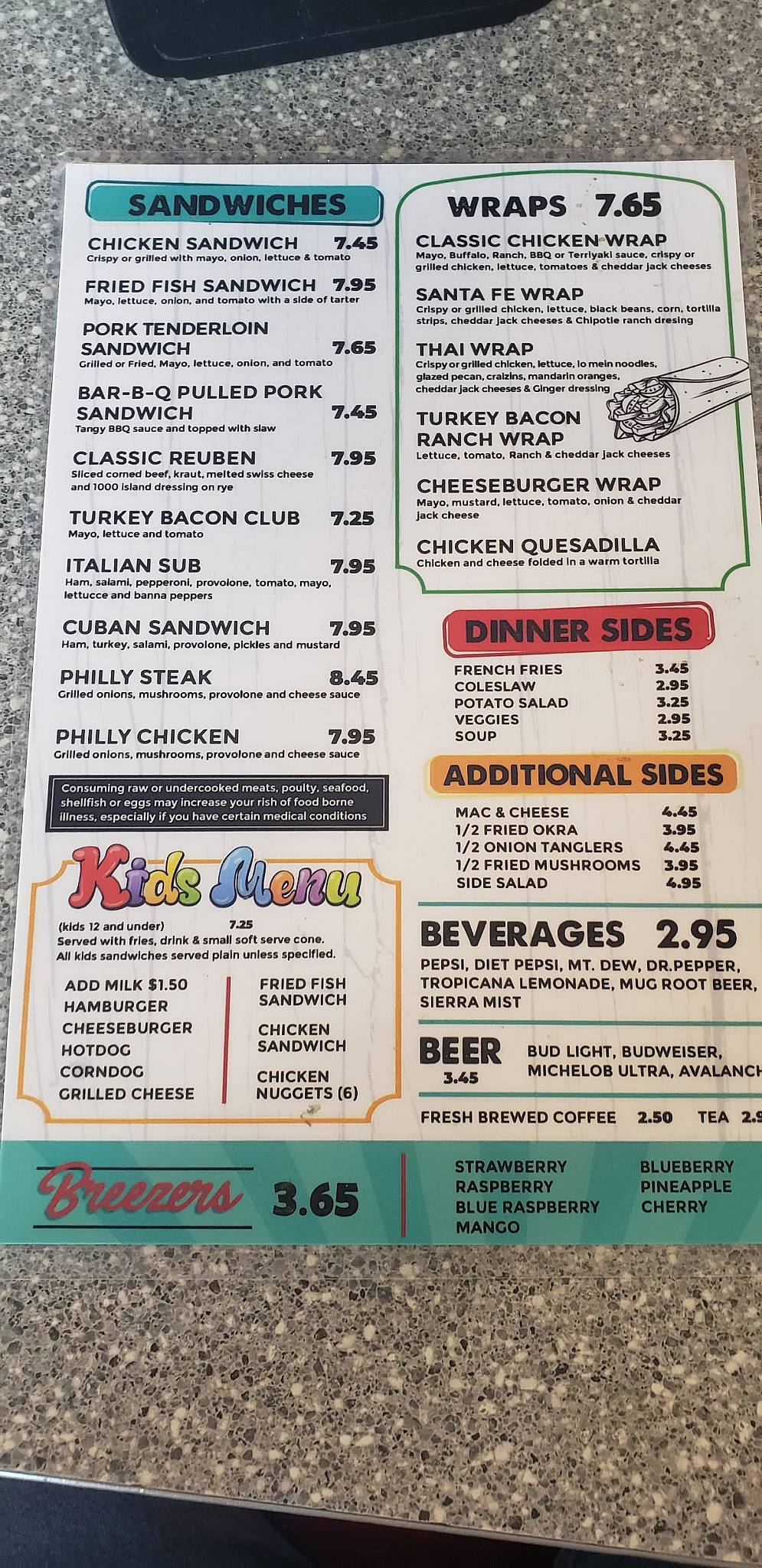 Menu at Frostbite Ice Cream & More restaurant, Frostproof