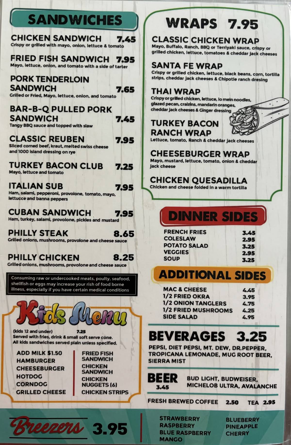 Menu at Frostbite Ice Cream & More restaurant, Frostproof
