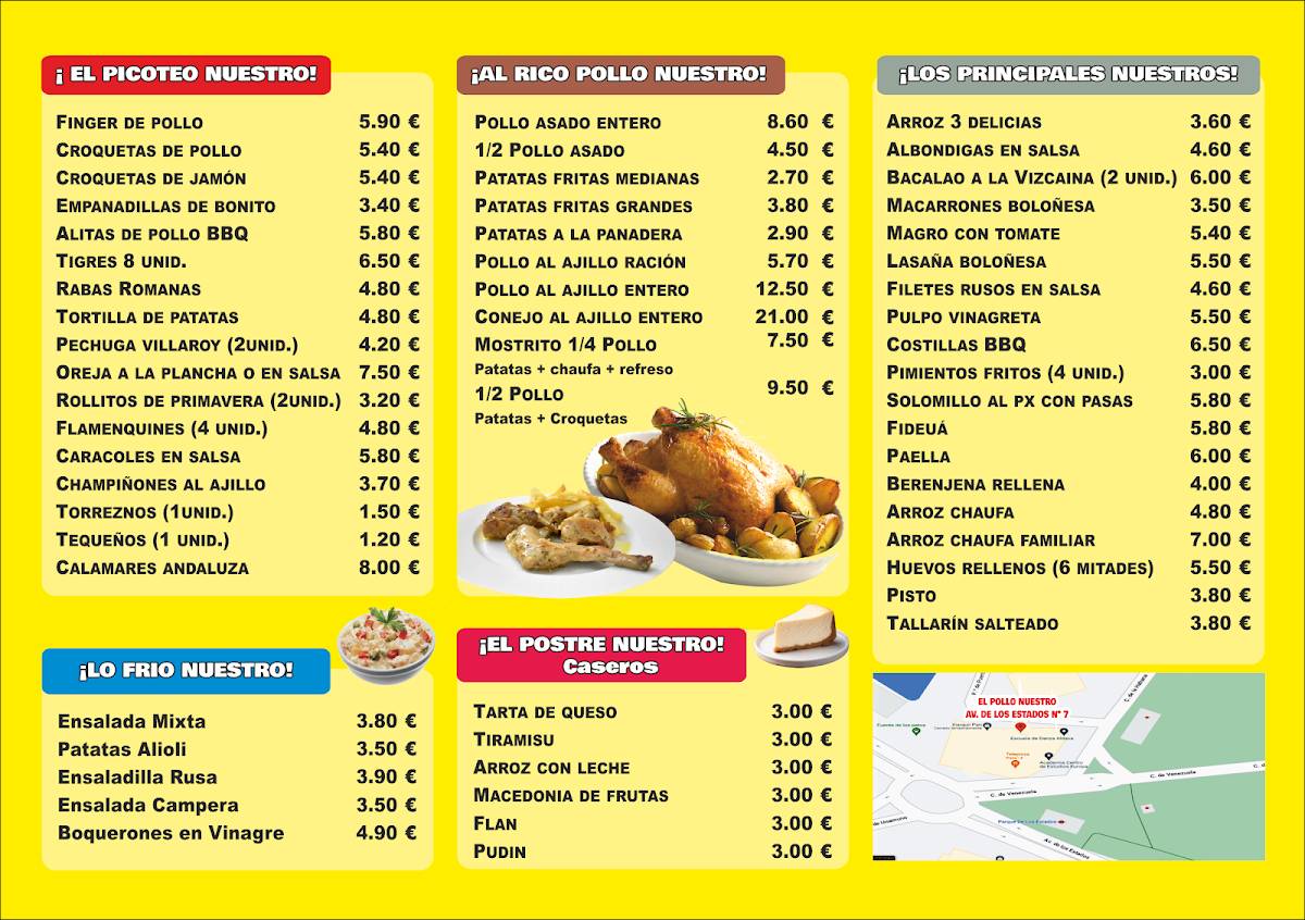 Carta del restaurante El Pollo Nuestro (Asador del Pollos), Fuenlabrada