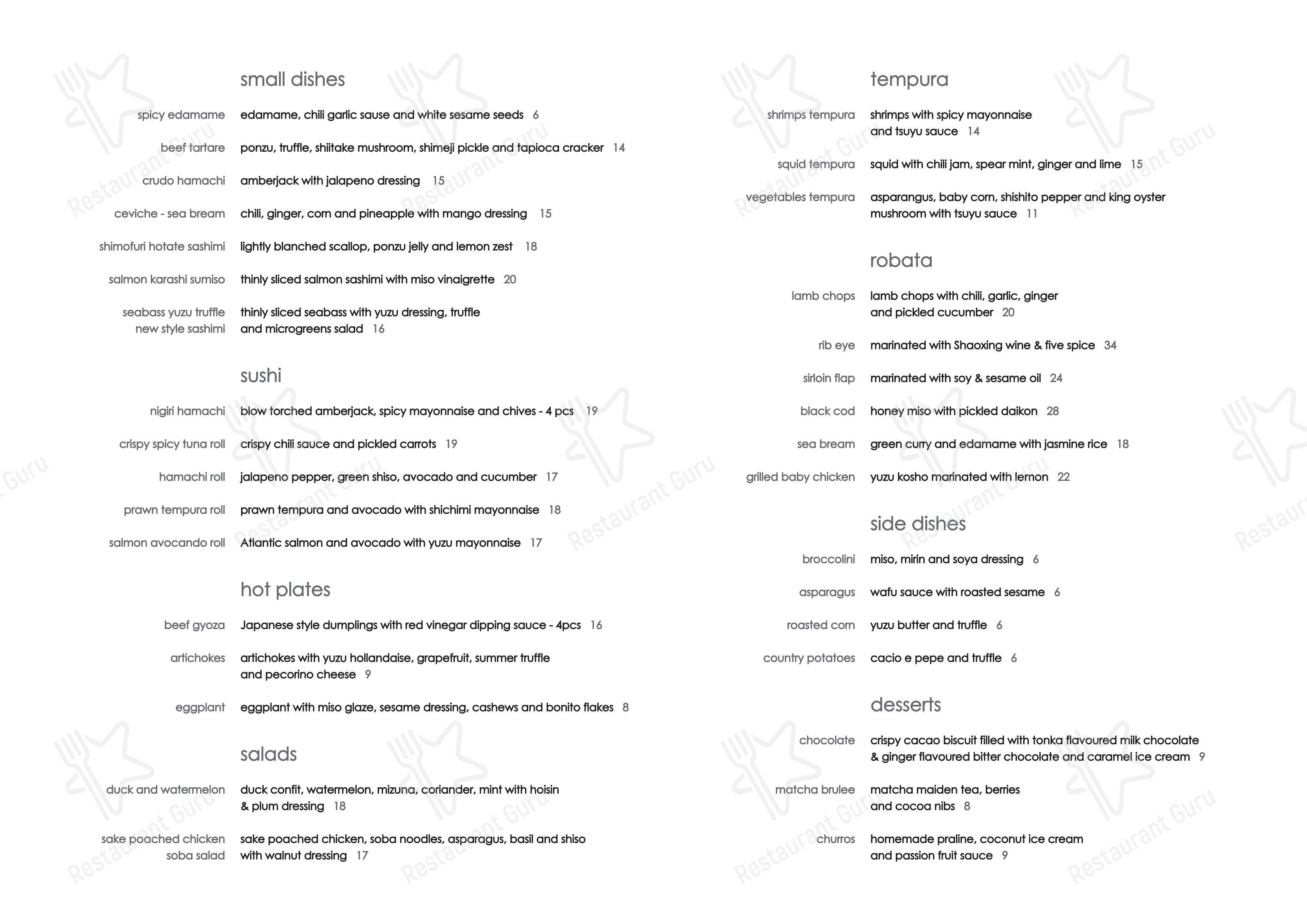 Menu at Fuga, Athens, Petrou Kokkali 1