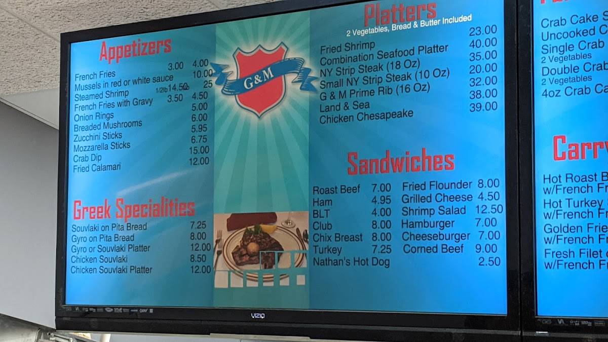 Menu at G & M Restaurant, Linthicum Heights, 804 N Hammonds Ferry Rd