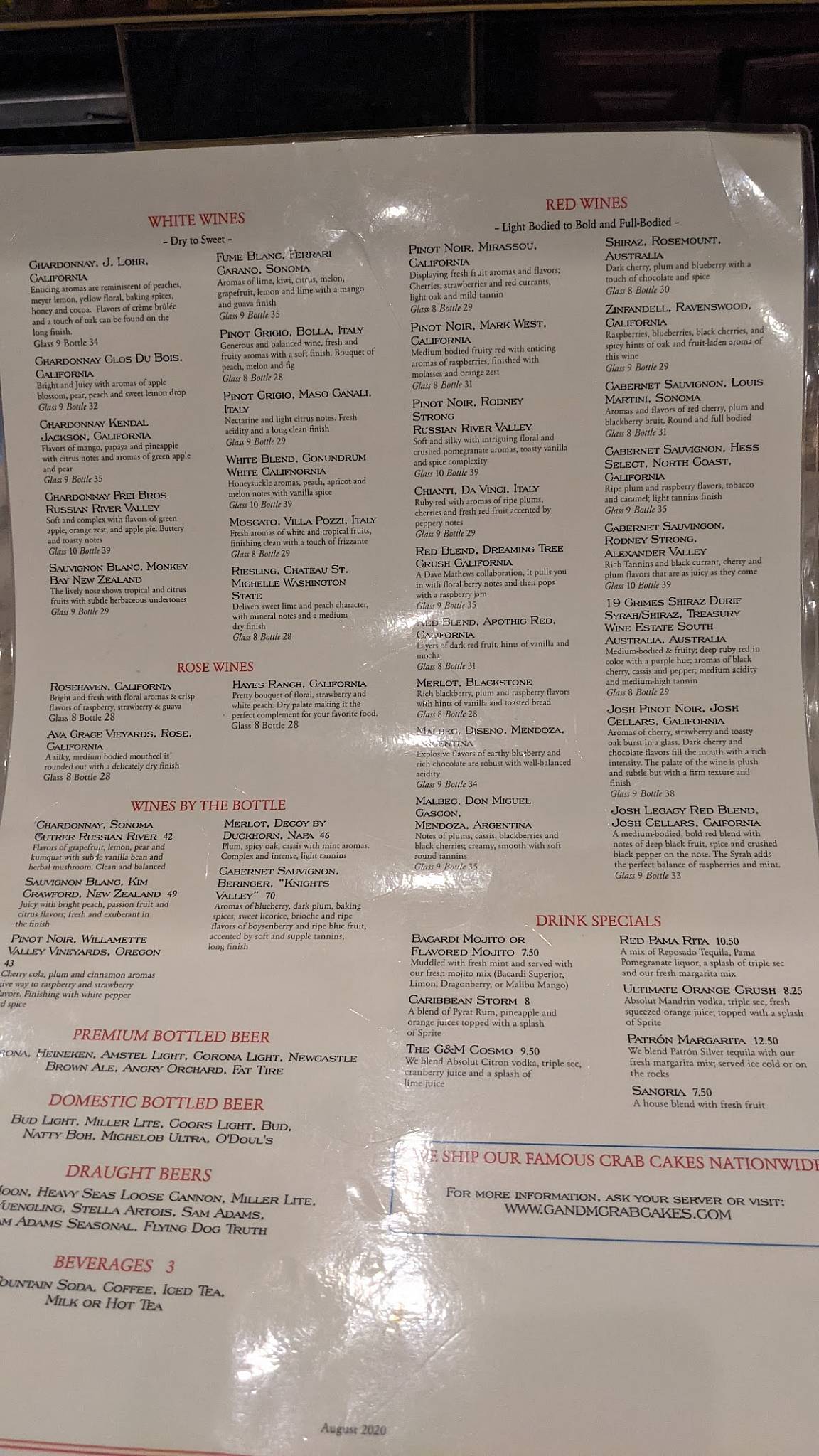 Menu at G & M Restaurant, Linthicum Heights, 804 N Hammonds Ferry Rd