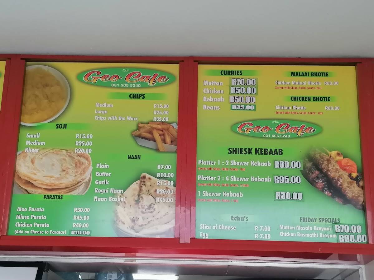 Menu at GEO CAFE, Phoenix