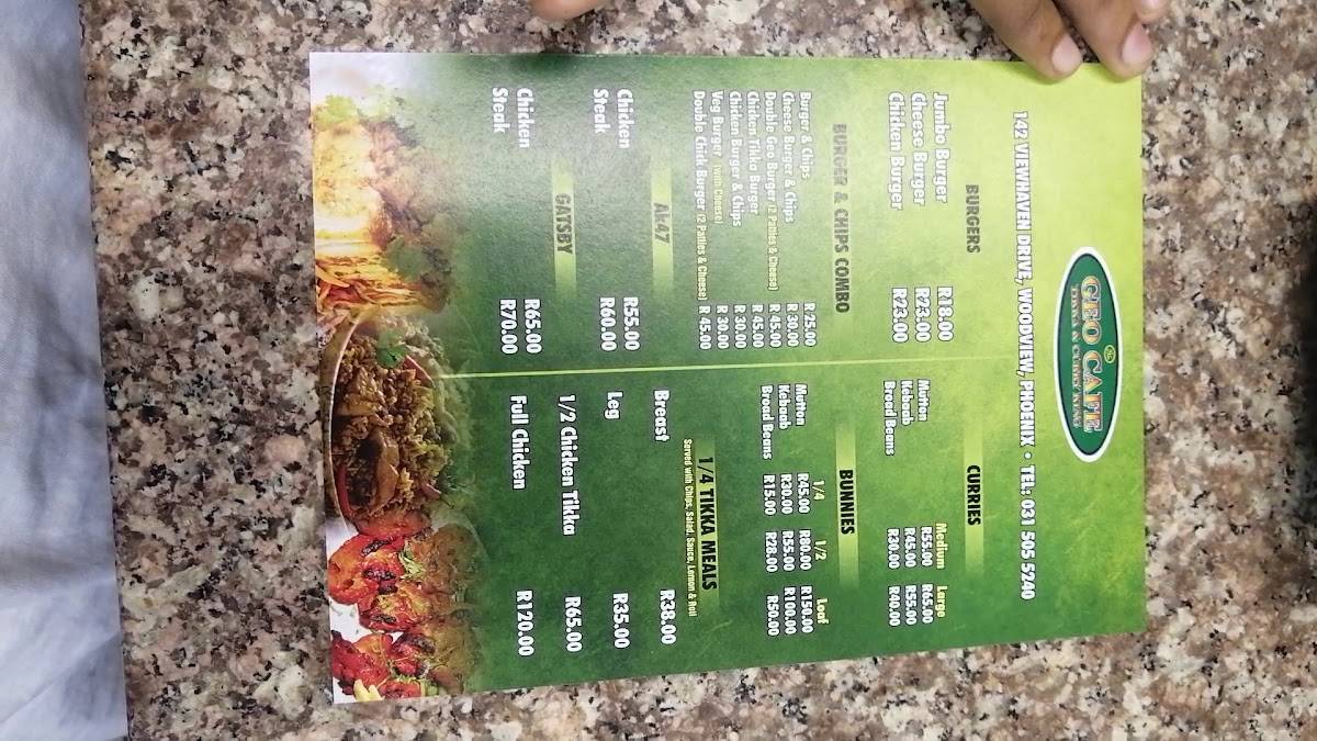 Menu at GEO CAFE, Phoenix