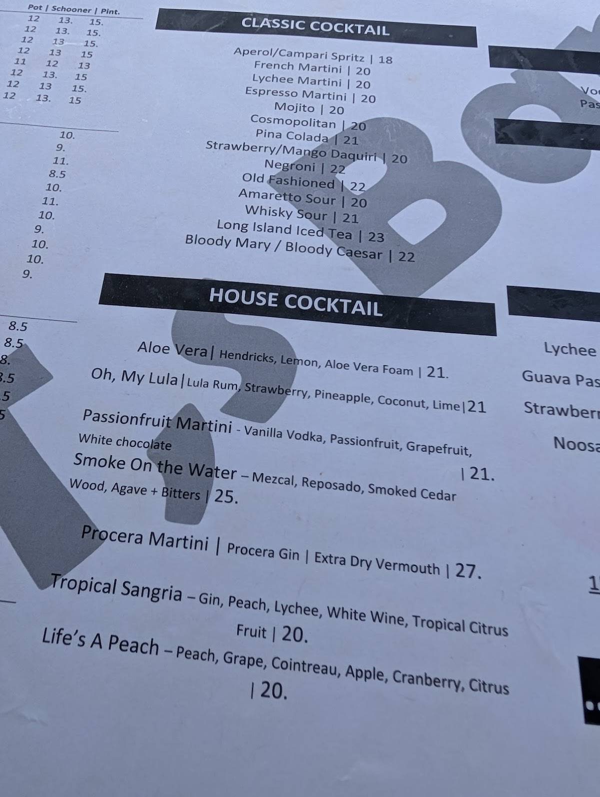 Menu at GT's Bar & Restaurant Noosa, Noosaville