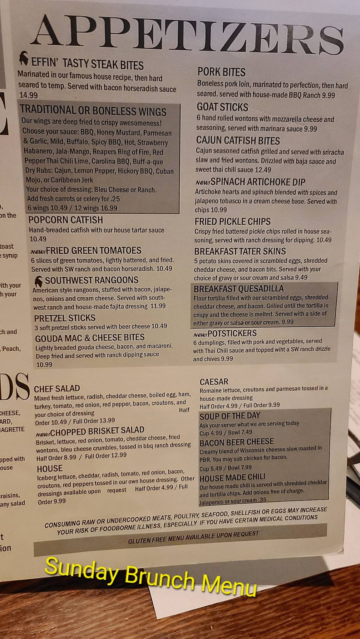Menu at Gabby Goat American Pub & Grill, Effingham